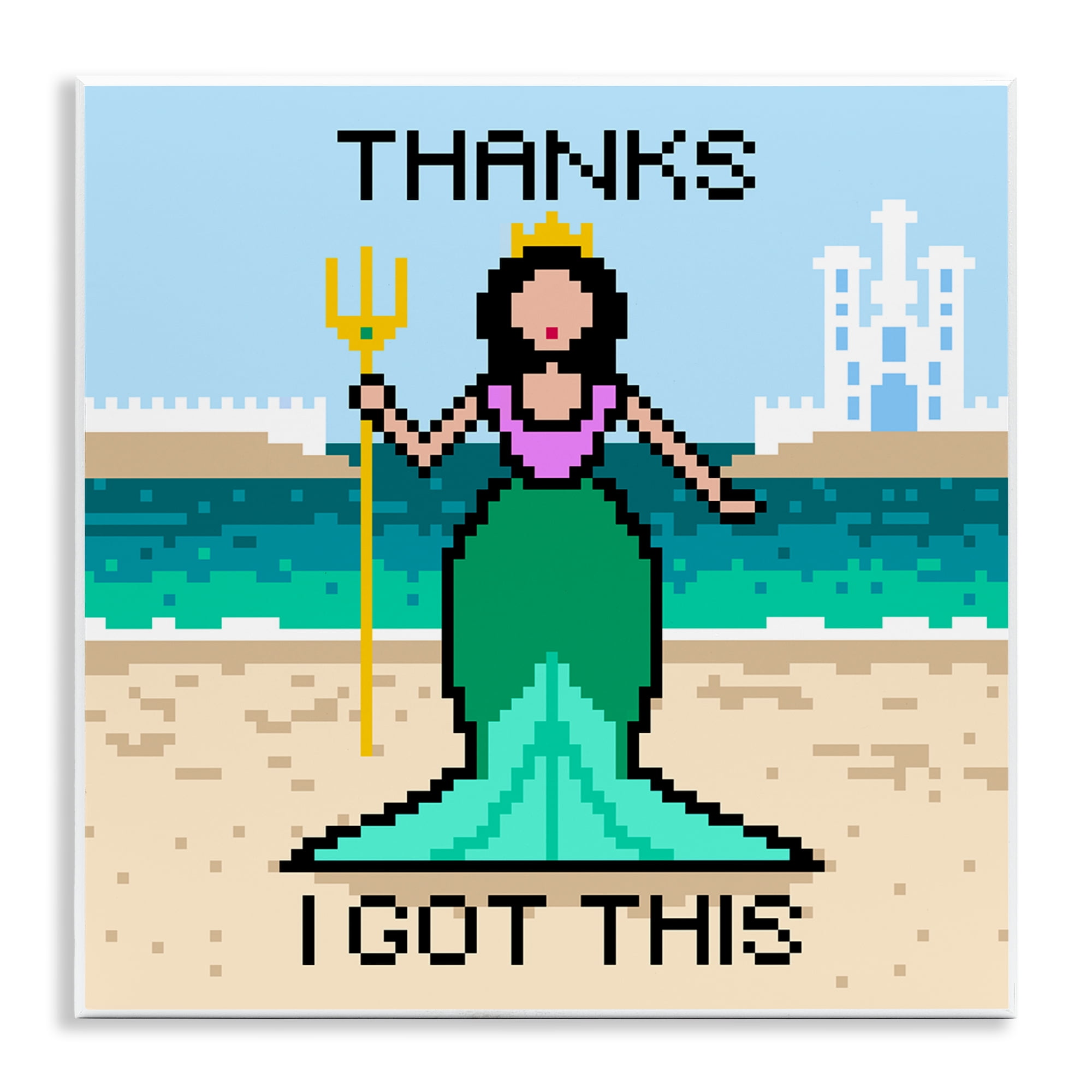 Stupell Industries I Got This Pixel Mermaid People Painting Unframed ...