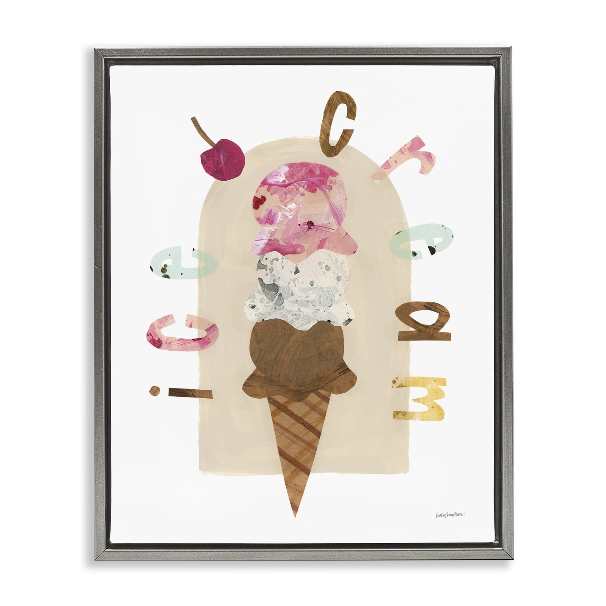 Stupell Industries Ice Cream Whimsy Food & Beverage Painting Gray ...