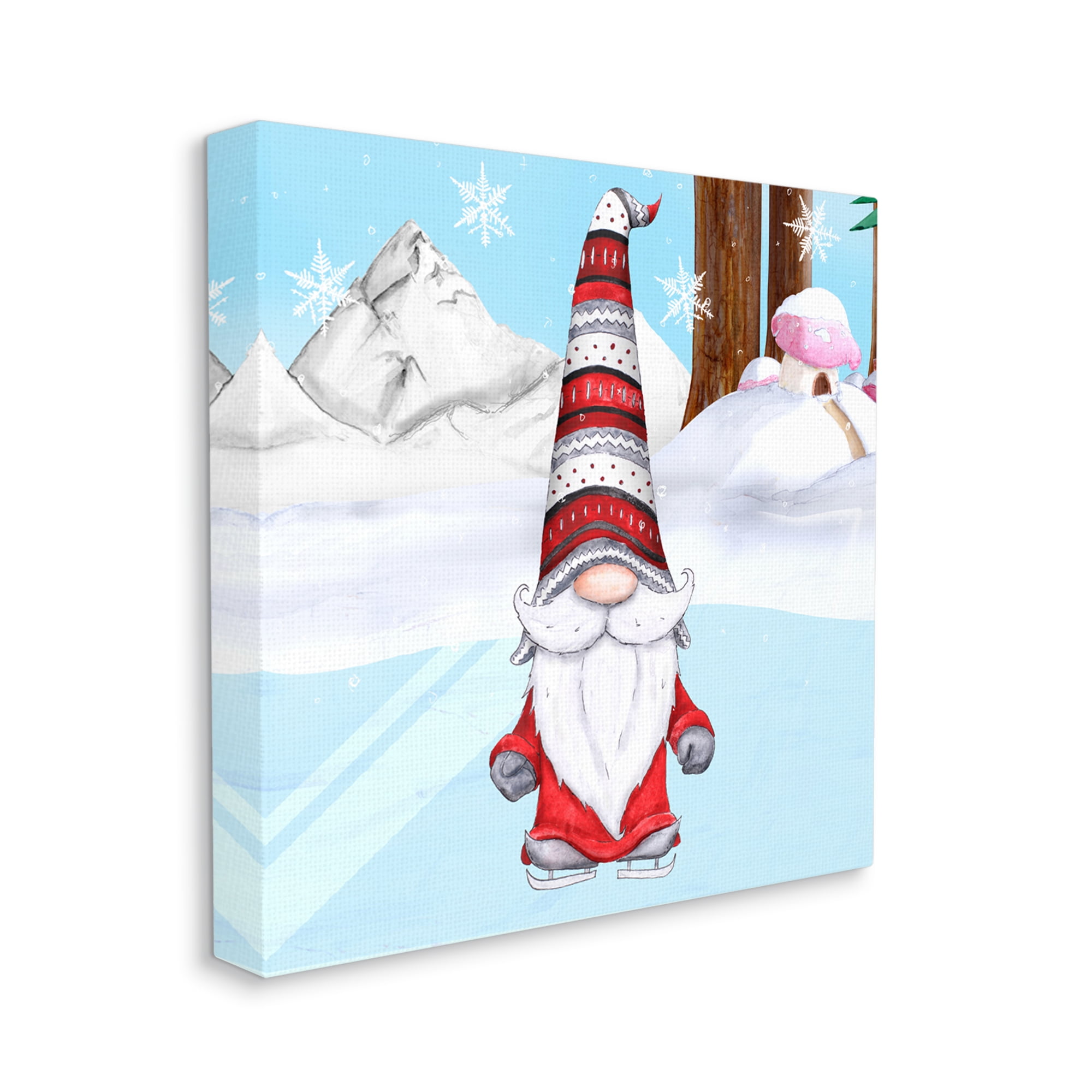 Stupell Industries Ice Skating Winter Gnome Red White Garden Elf Fairy ...