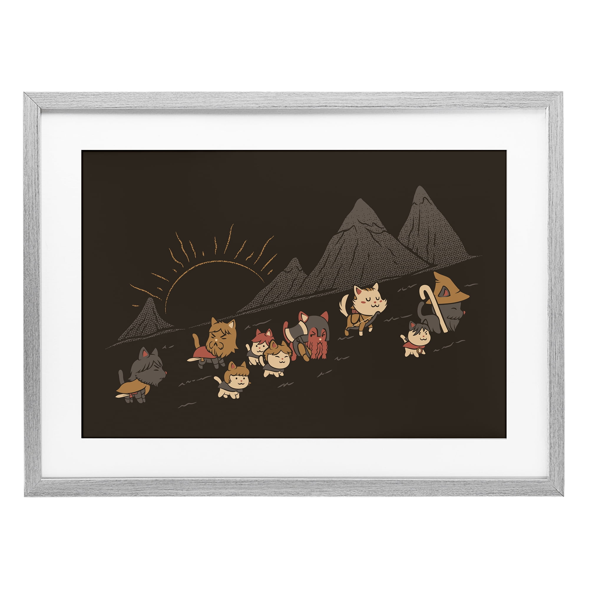 Stupell Industries Iconic Furrowship Of Ring Cats Gray Framed Print ...