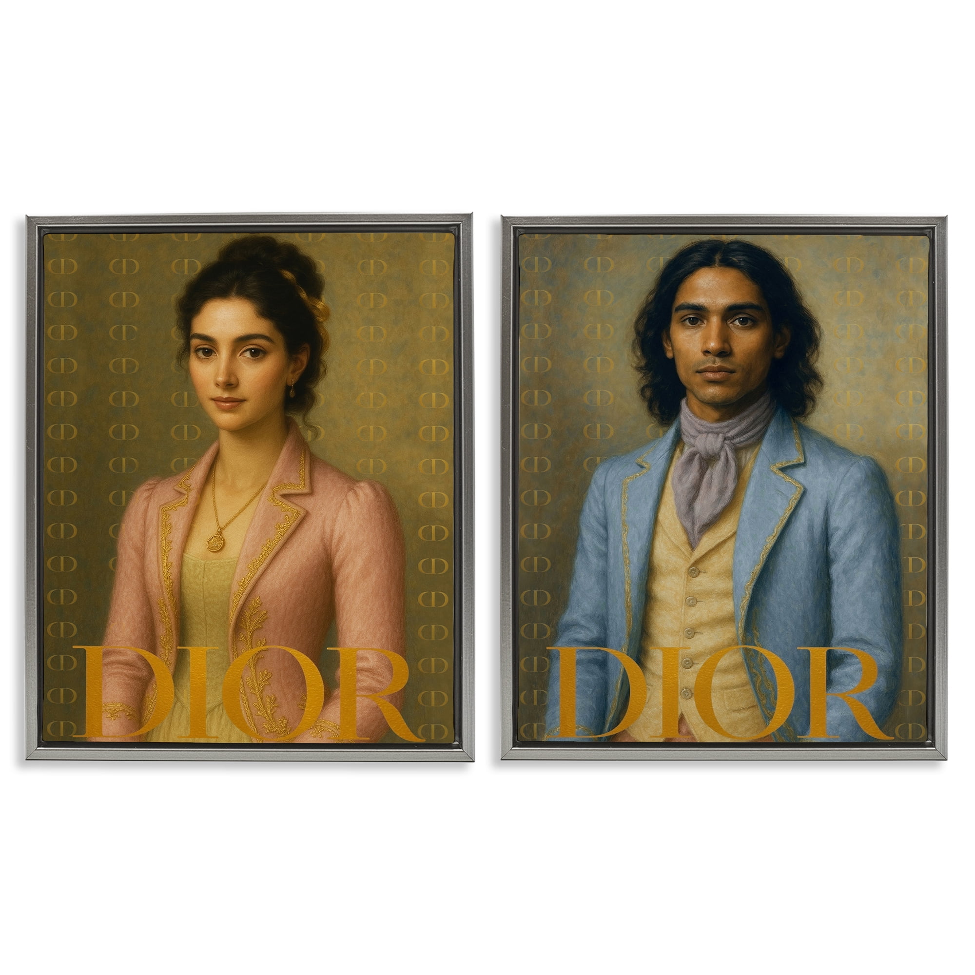 Stupell Industries Iconic Vintage Fashion Models 2 Piece Gray Framed ...