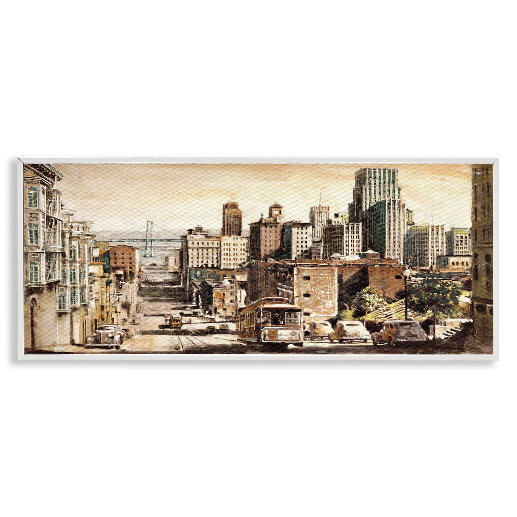 Stupell Industries Industrial City Scene Scenery Painting White Framed ...