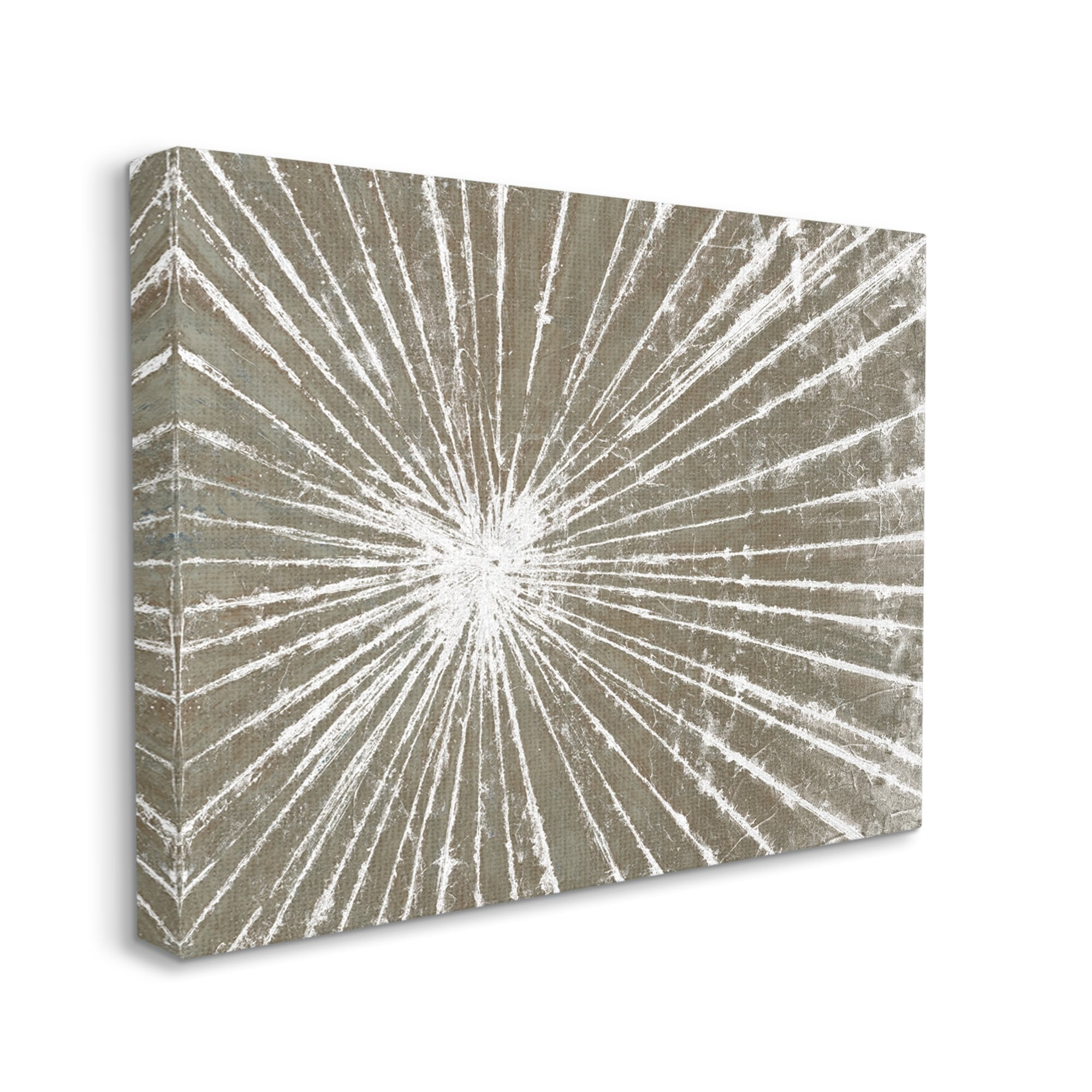 Stupell Industries Industrial Distressed Line Burst White Brown Canvas ...