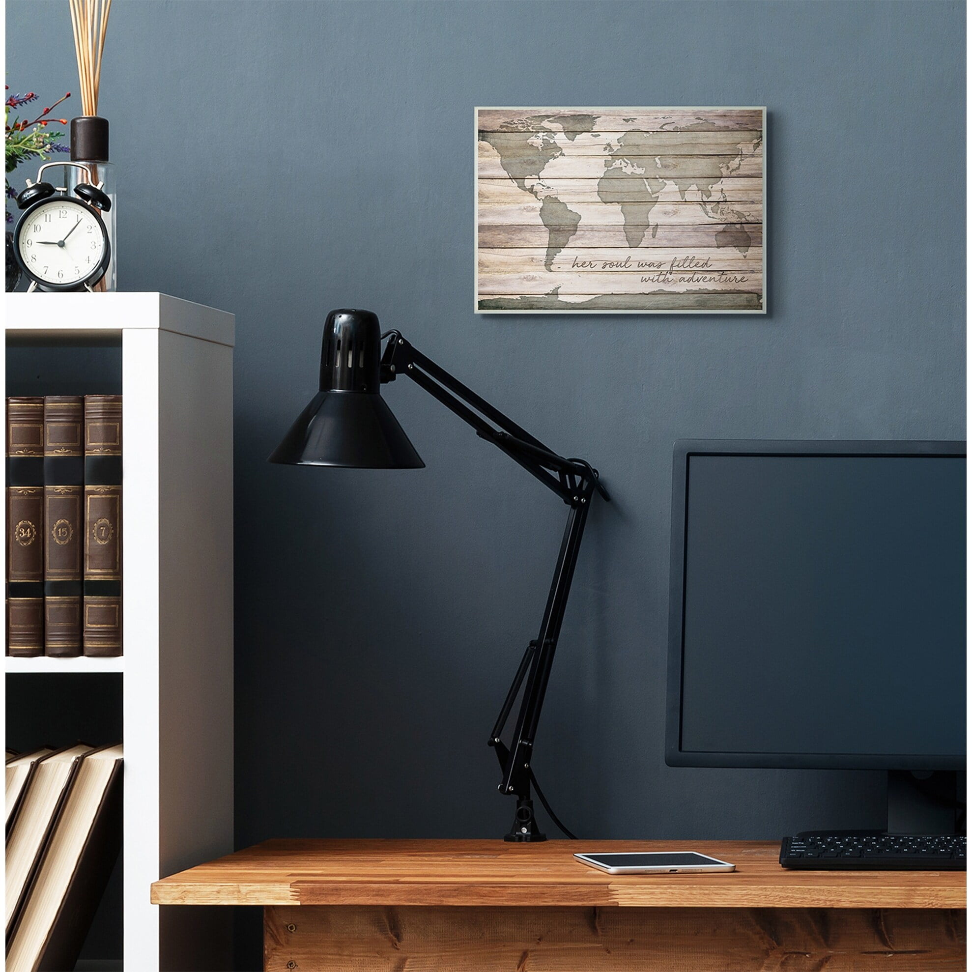 Stupell Industries Inspirational Word World Map Wood Texture Design ...