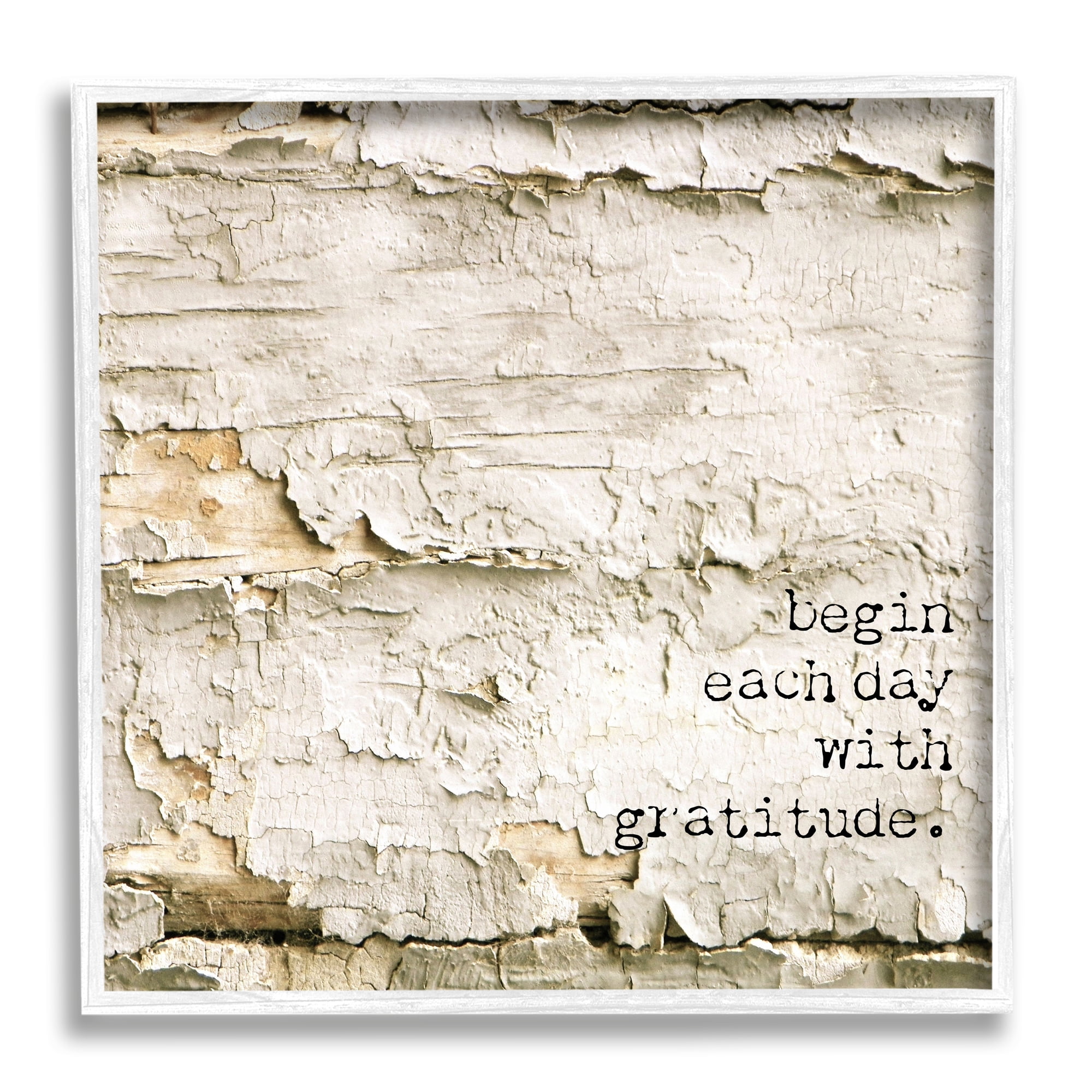 Stupell Industries Inspiring Gratitude Typography Phrase Rustic Flaked ...