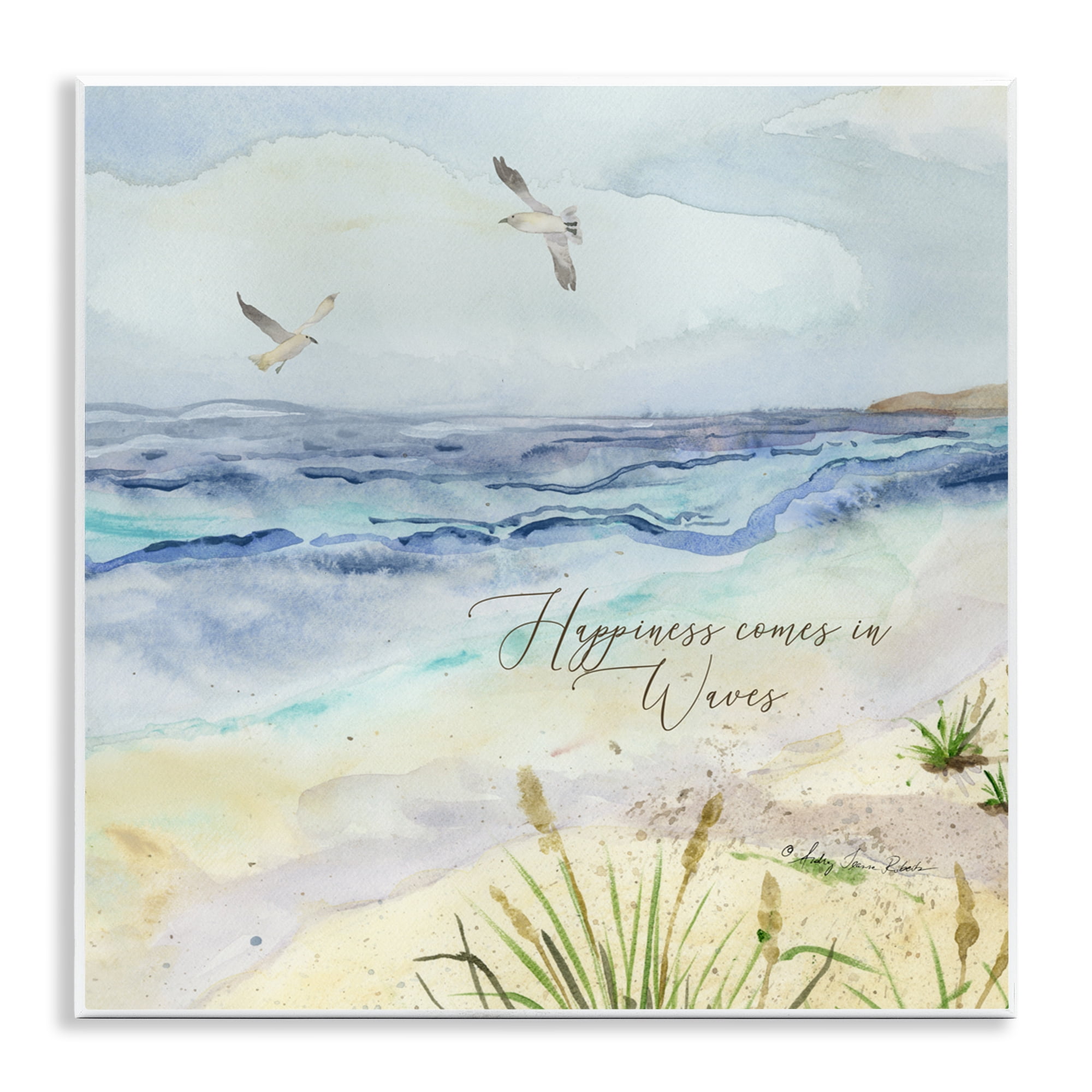 Stupell Industries Inspiring Happiness Coastal Scene Wall Plaque Art ...