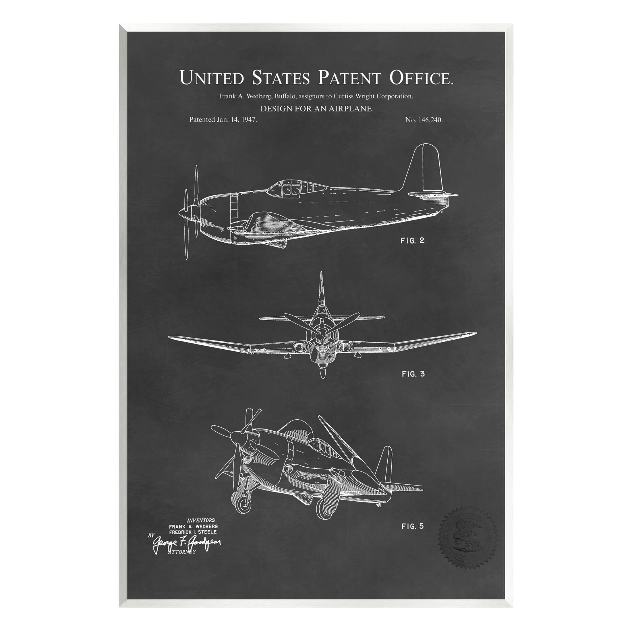 Stupell Industries Intricate Patent Blueprint Chart Graphic Art ...