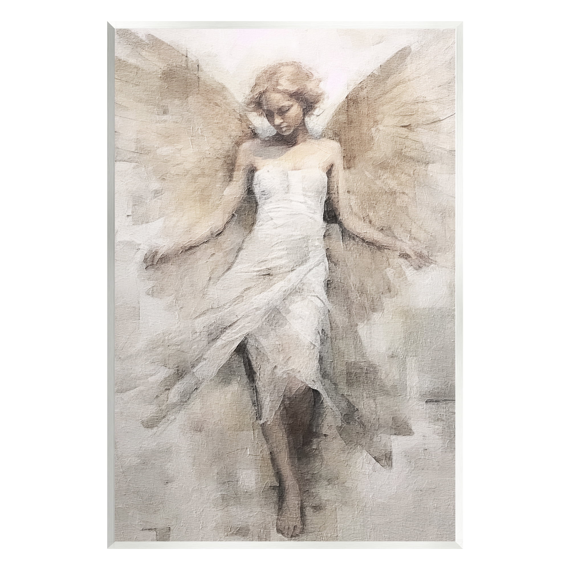 Stupell Industries Ivory Abstract Angel Animals & Insects Painting ...