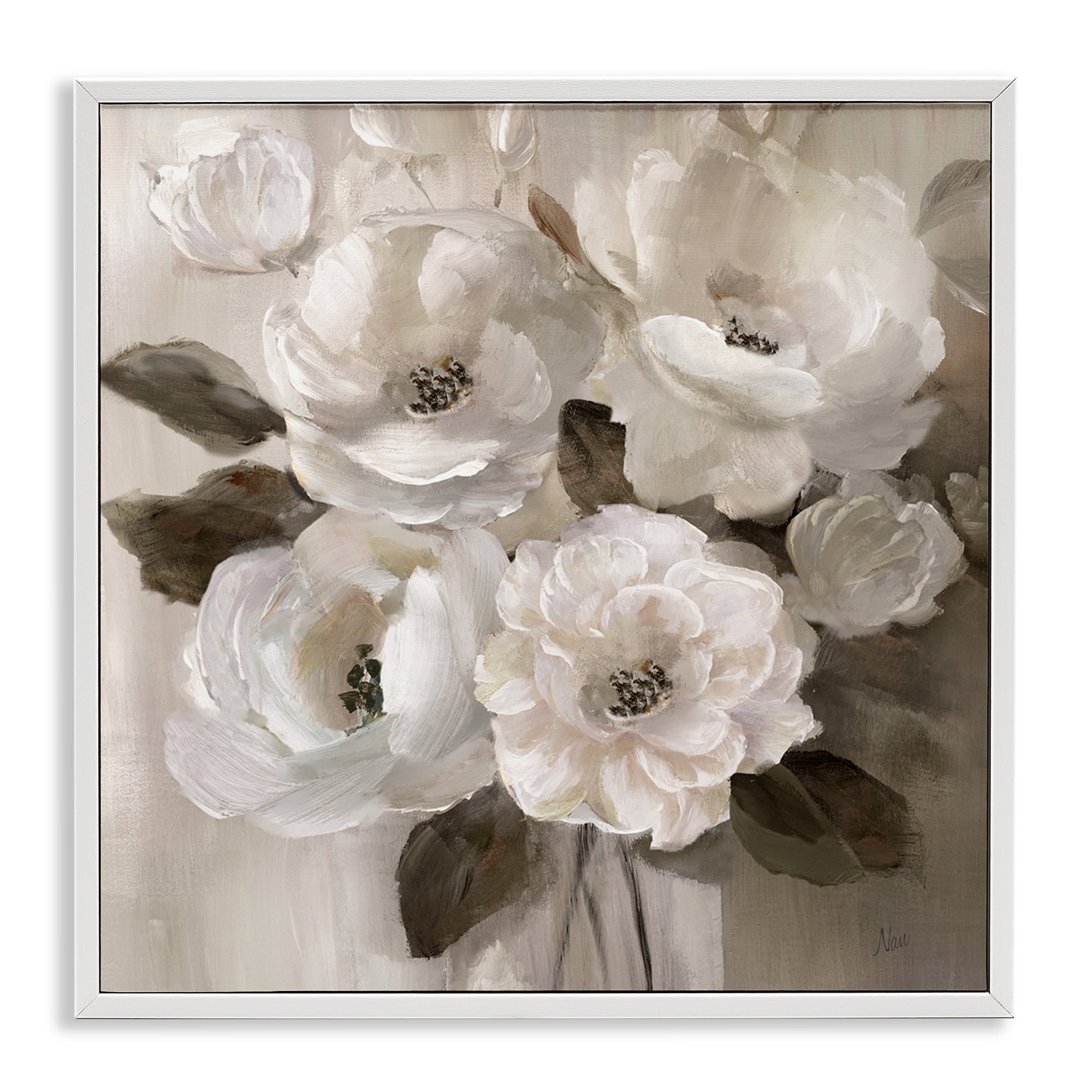 Stupell Industries Ivory Flower Bushel White Framed Giclee Art, design ...