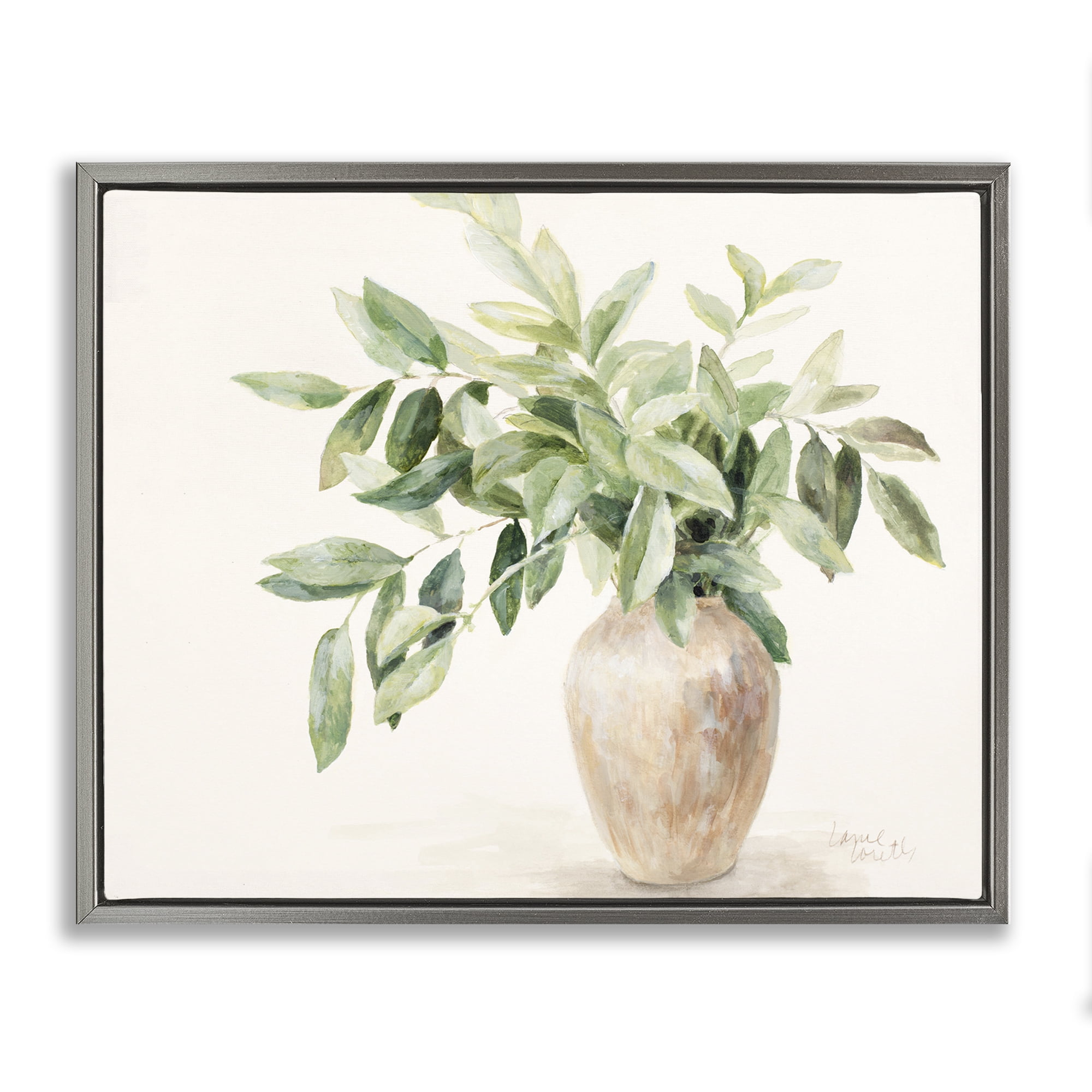 Stupell Industries Ivy Potted Plant Botanical & Floral Painting Gray ...