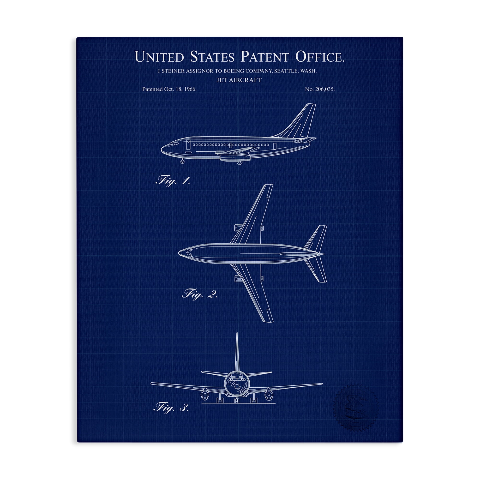 Stupell Industries Jet Aircraft Blueprint Canvas Art - Walmart.com