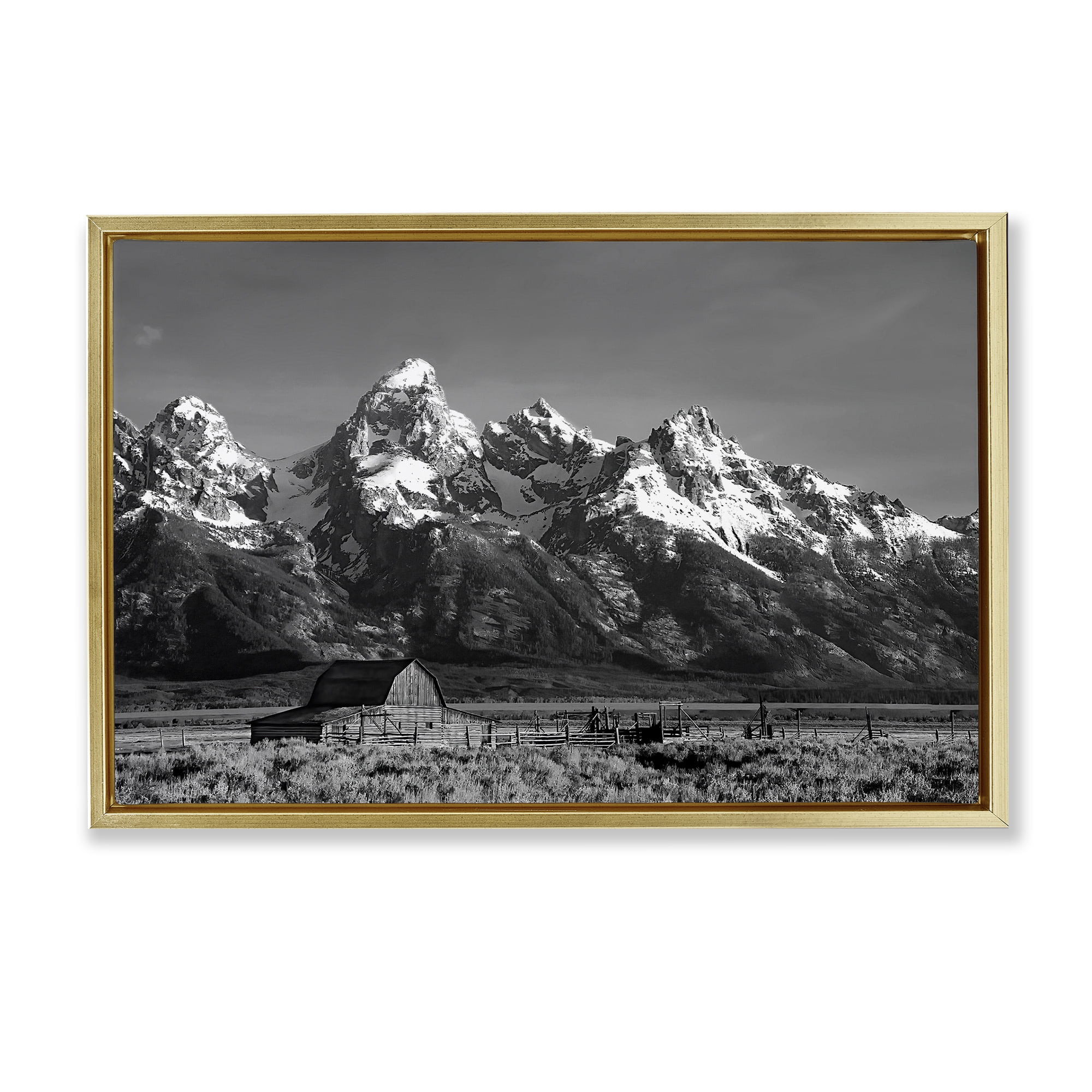 Stupell Industries John Moulton Barn Landscape Gold Framed Floater ...
