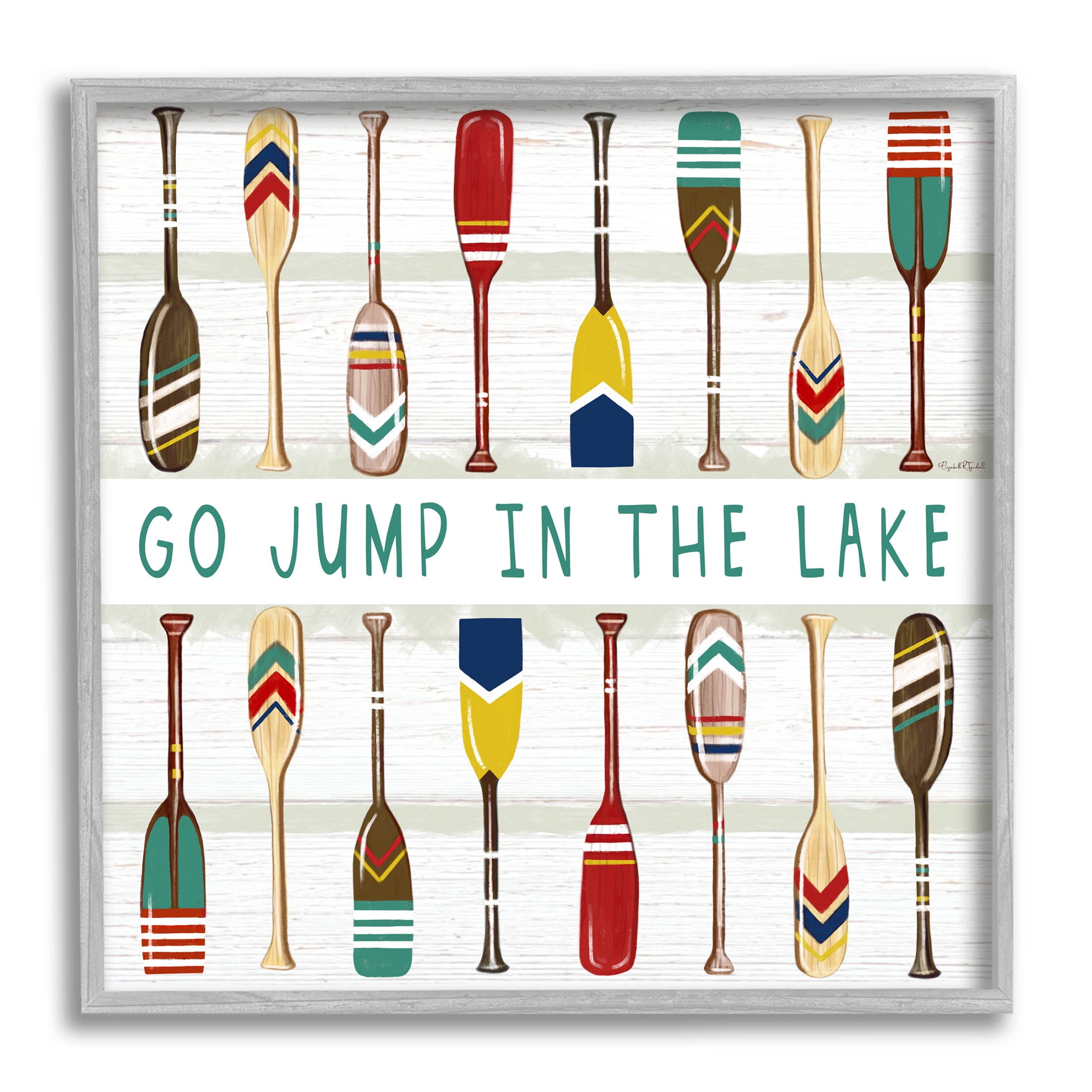 Stupell Industries Jump In Lake Various Patterned Oars Graphic Art Gray ...