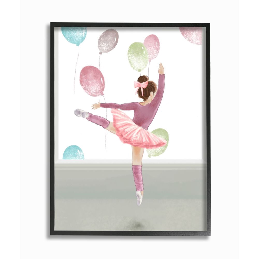 Jumping Ballerina Dancer Girl Wall Art - 11x14 Black Framed - Walmart.com