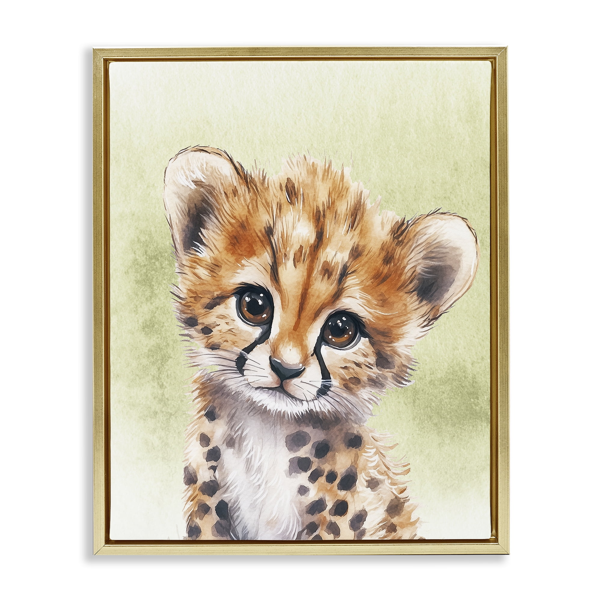 Stupell Industries Jungle Friends Baby Cheetah Gold Framed Floater ...