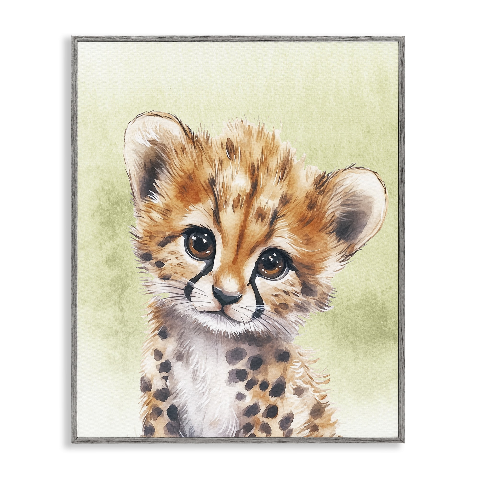 Stupell Industries Jungle Friends Baby Cheetah Gray Framed Giclee Art ...
