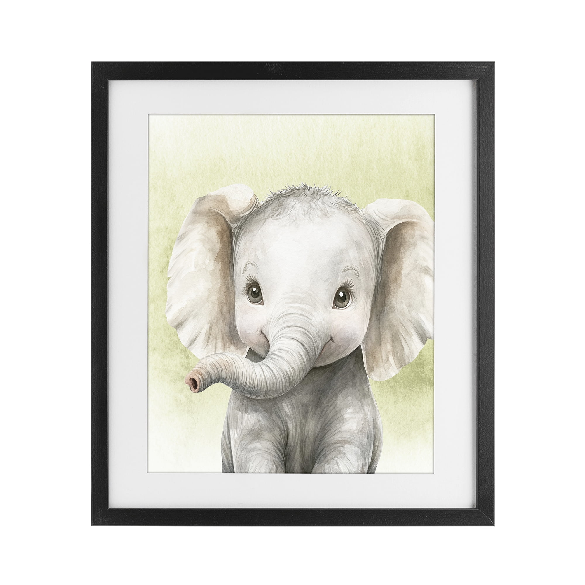 Stupell Industries Jungle Friends Baby Elephant Black Framed Print ...