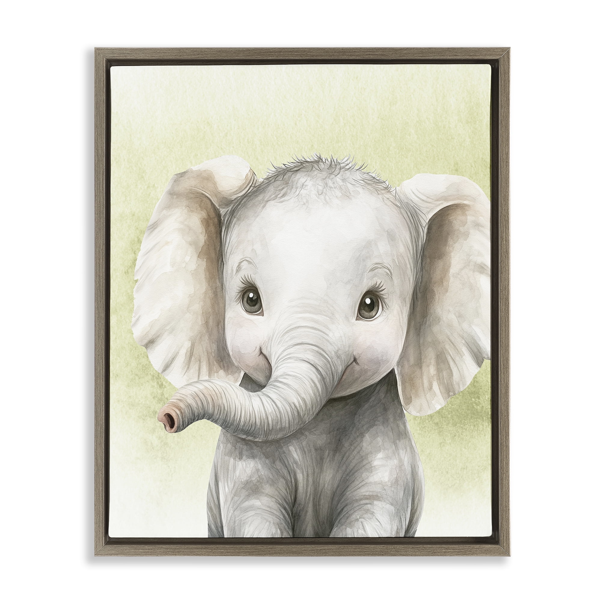 Stupell Industries Jungle Friends Baby Elephant Brown Framed Floater ...