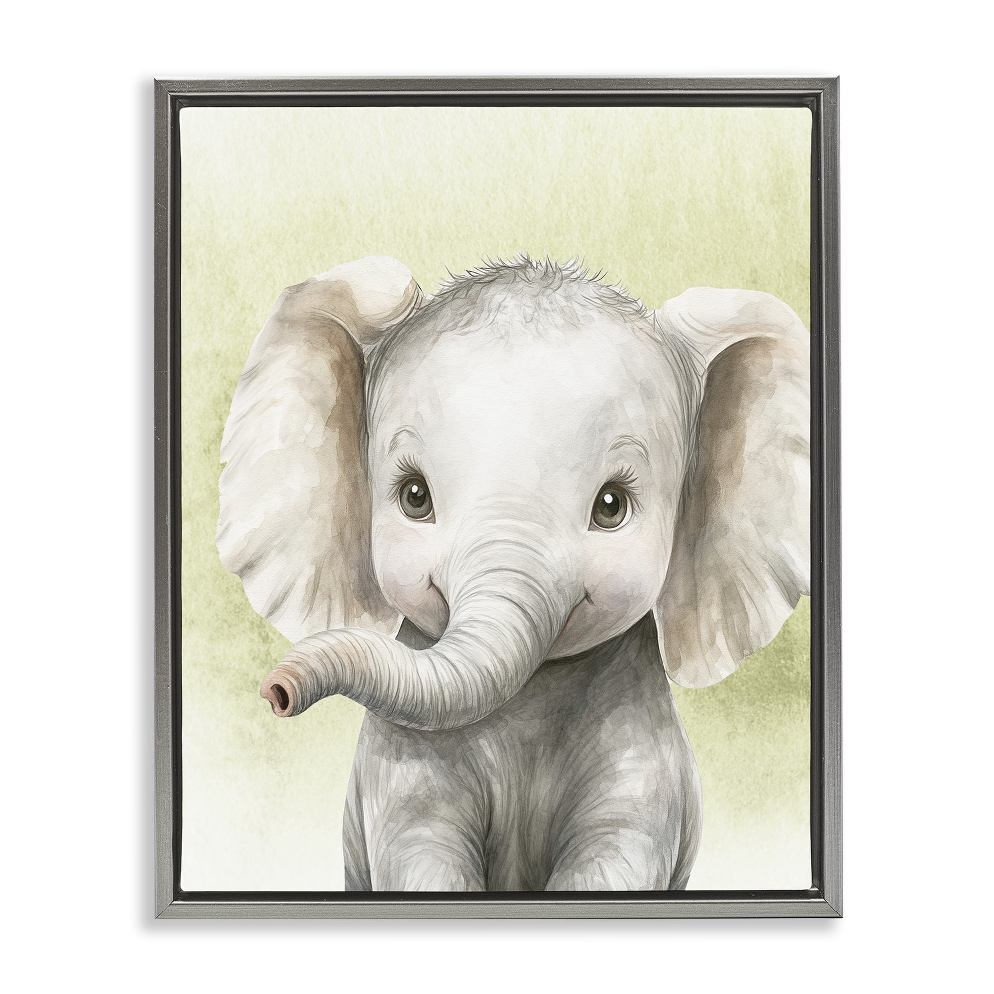 Stupell Industries Jungle Friends Baby Elephant Gray Framed Floater ...