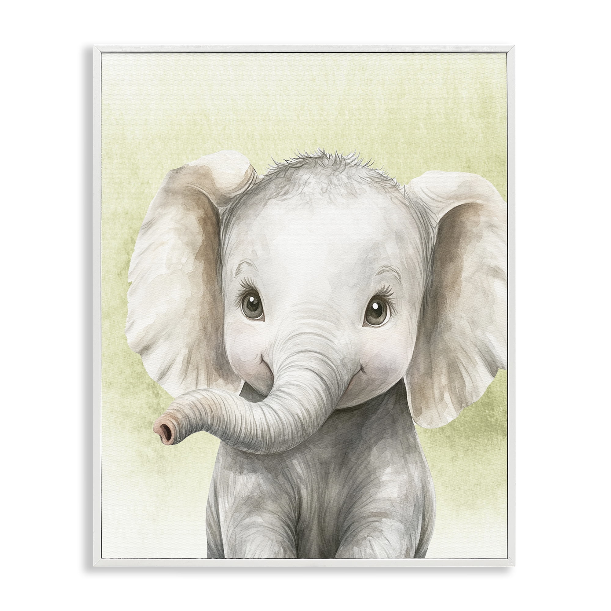 Stupell Industries Jungle Friends Baby Elephant White Framed Giclee Art ...
