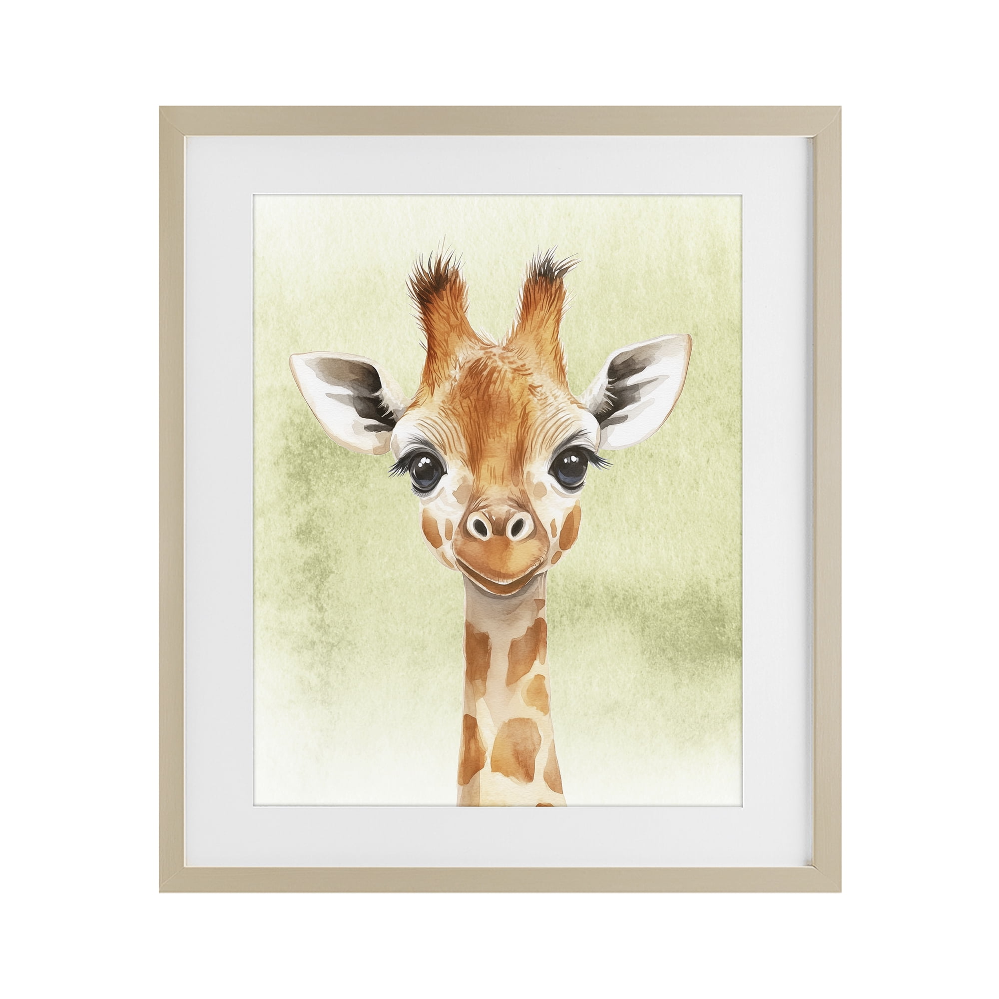 Stupell Industries Jungle Friends Baby Giraffe Birch Framed Print Under ...