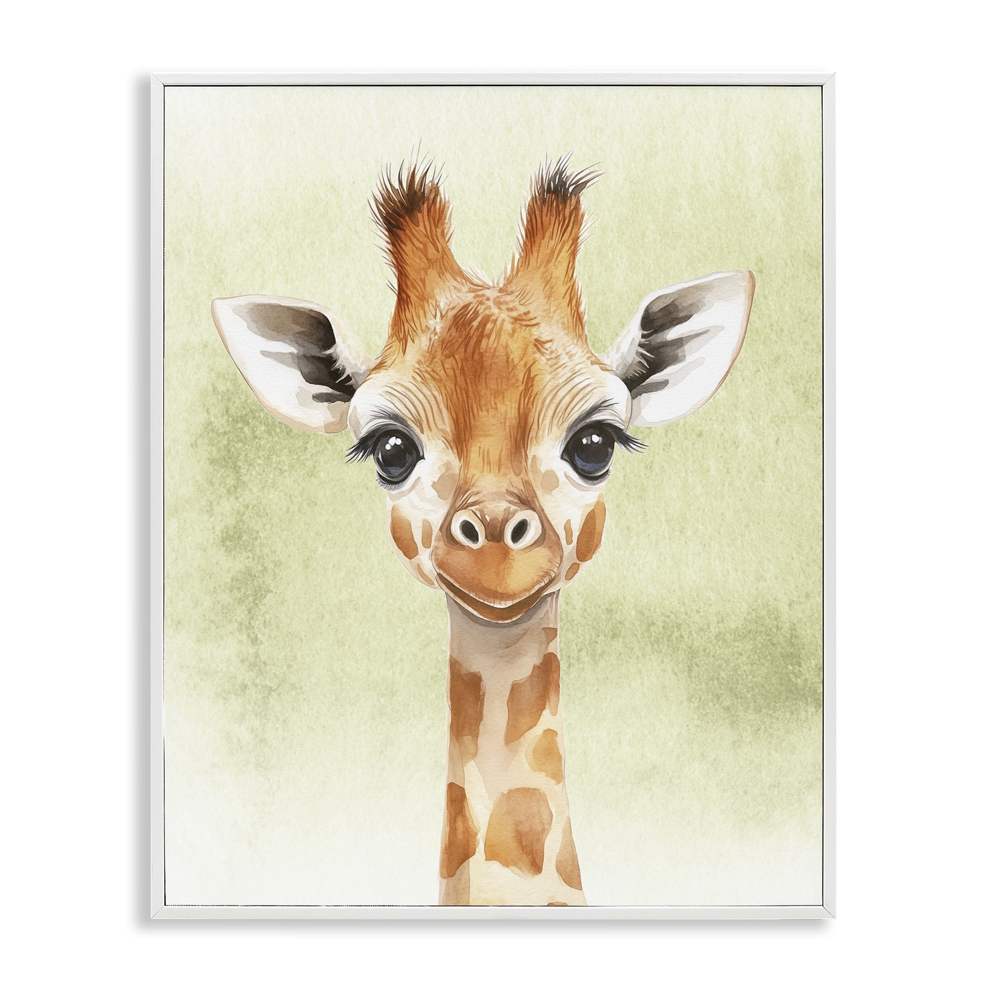 Stupell Industries Jungle Friends Baby Giraffe White Framed Giclee Art ...