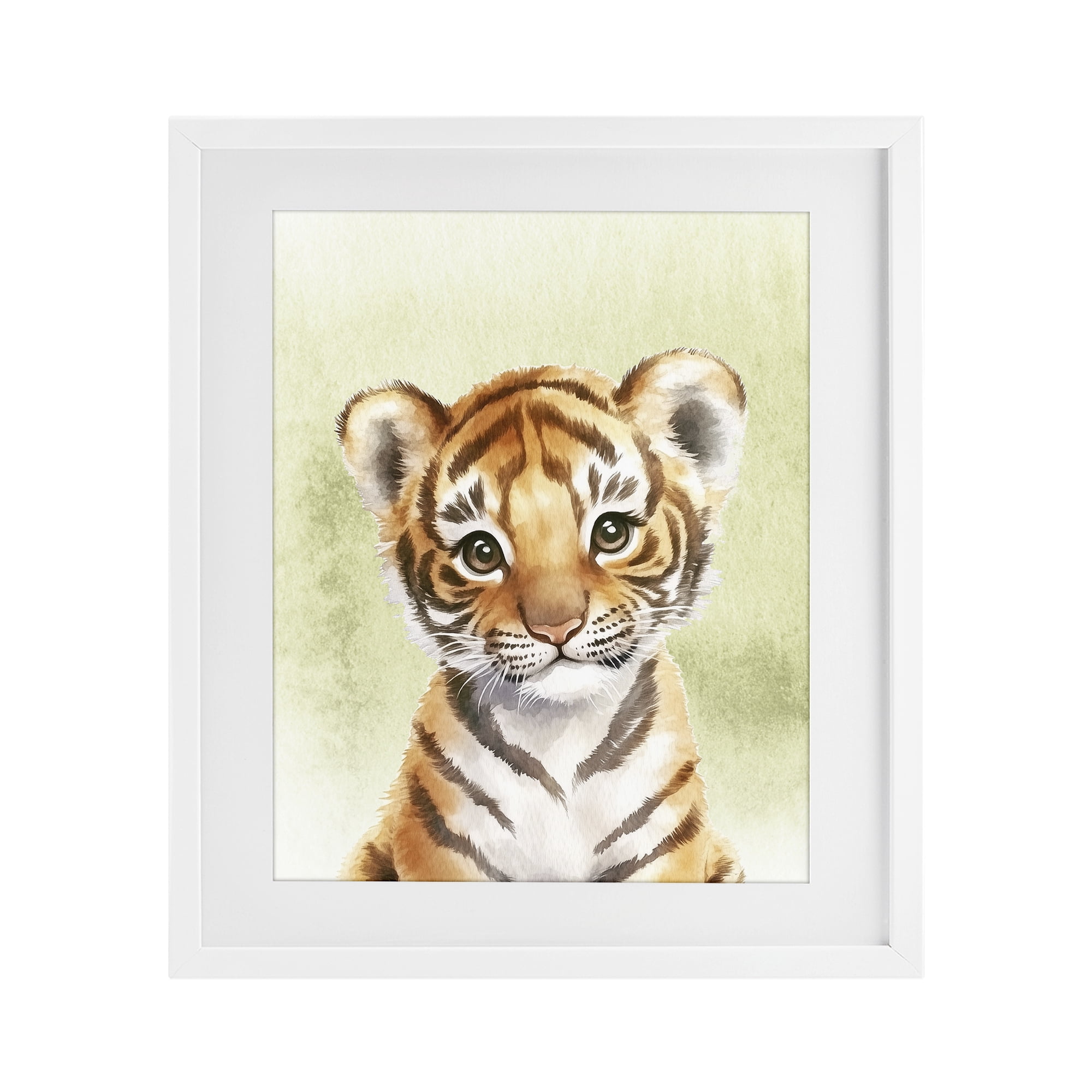 Stupell Industries Jungle Friends Baby Tiger White Framed Print Under ...