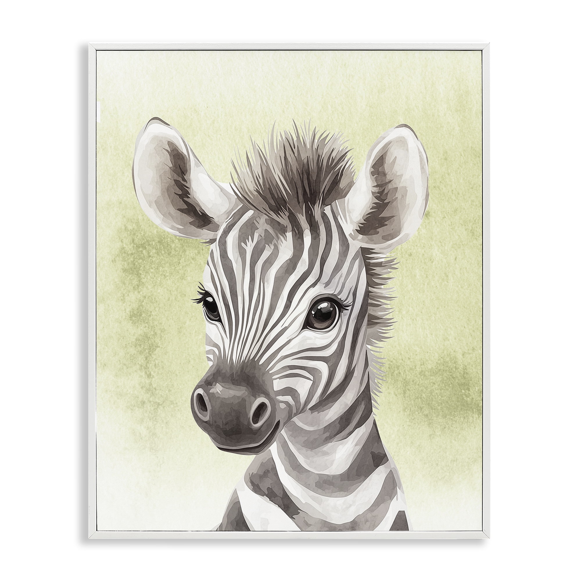 Stupell Industries Jungle Friends Baby Zebra White Framed Giclee Art ...