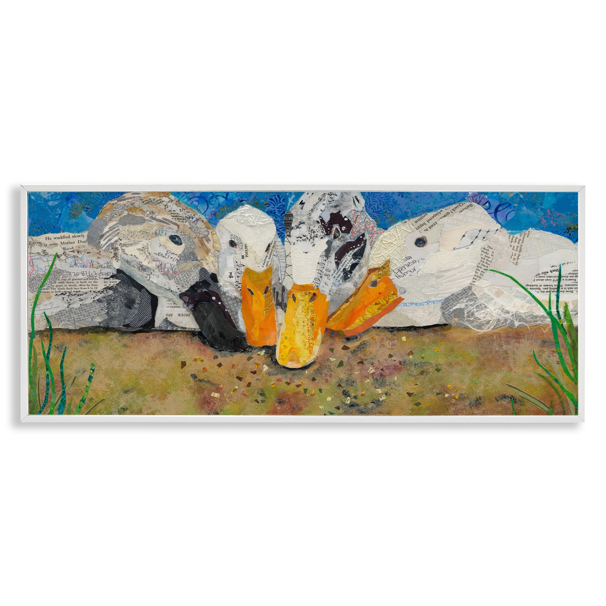 Stupell Industries Just Ducky Collage Animals Painting White Framed Art ...