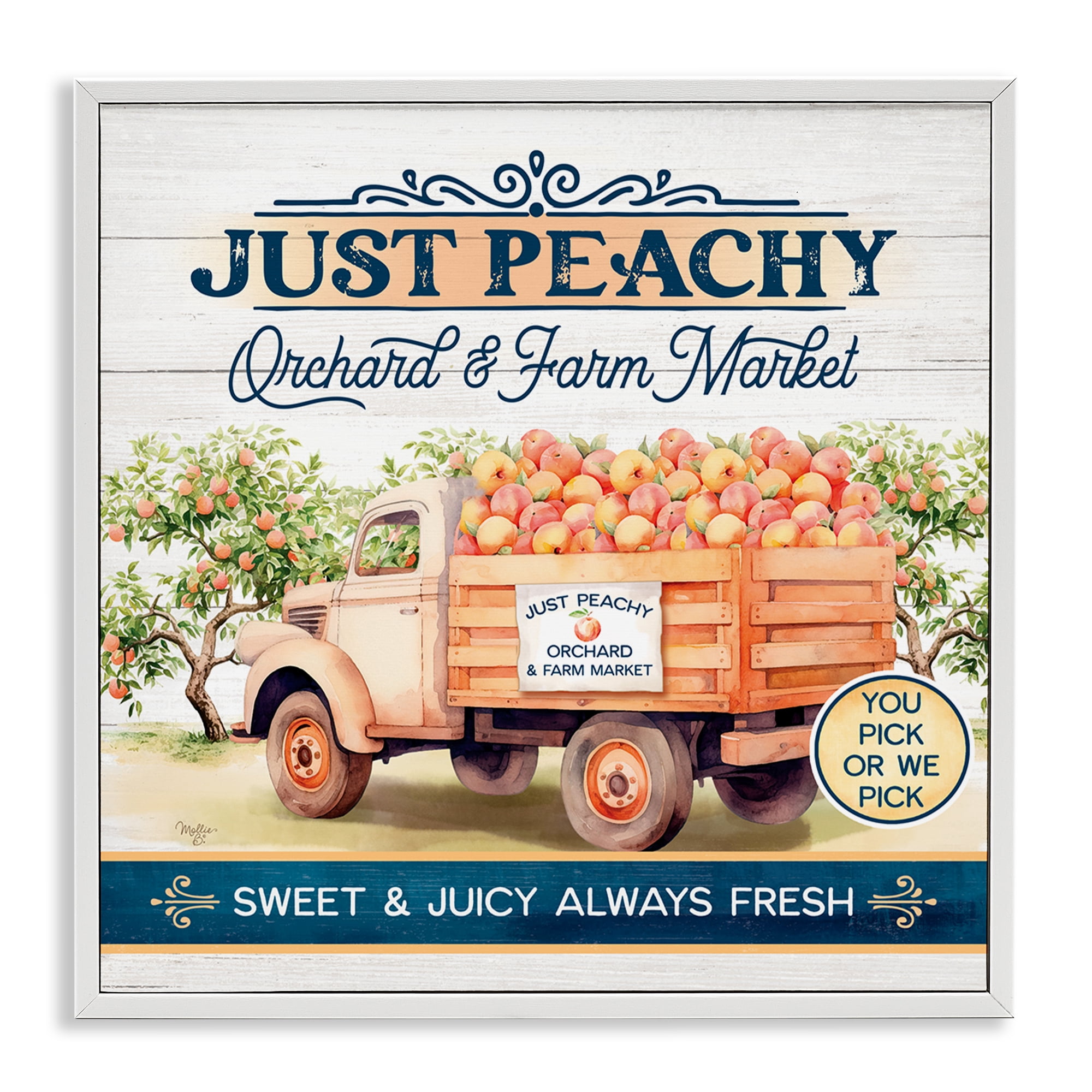 Stupell Industries Just Peachy Orchard Text & Numbers Painting White ...