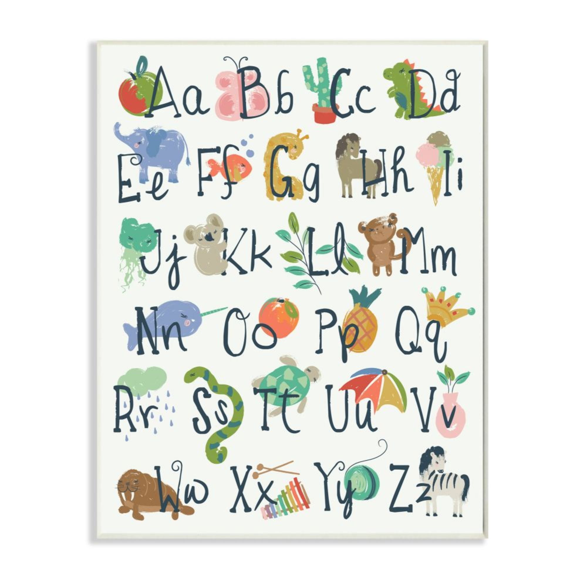 Stupell Industries Kids' Safari Animal Alphabet Colorful Illustrations ...