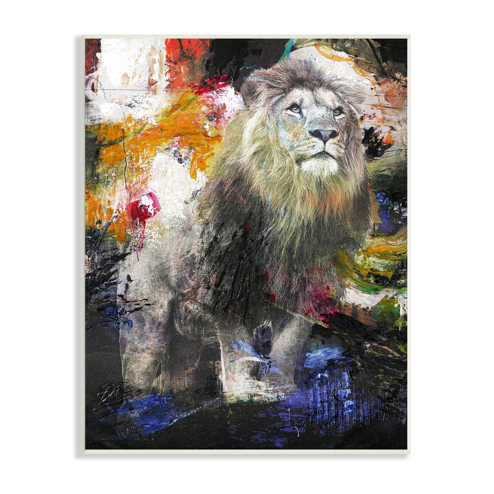 Stupell Industries King Lion Safari Animal Prowl Abstract Paint ...