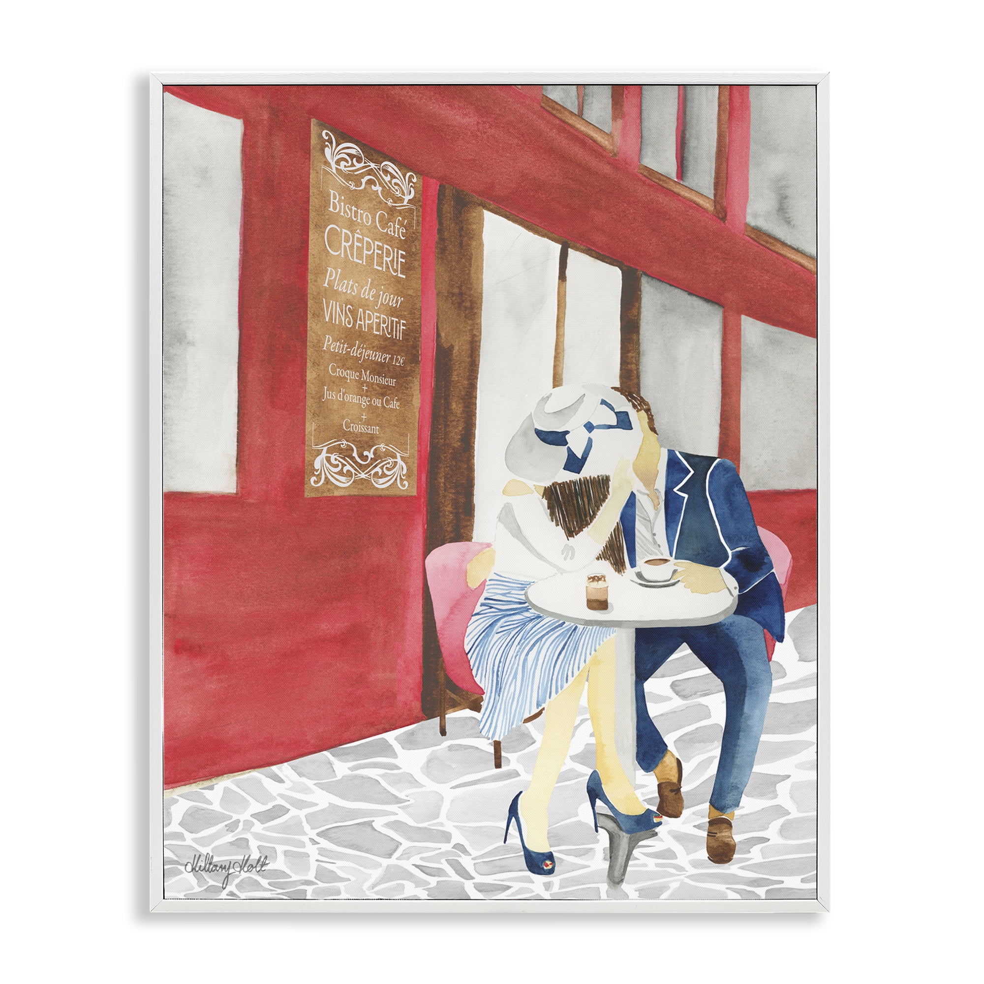 Stupell Industries Kiss At Parisian Cafe White Framed Giclee Art ...