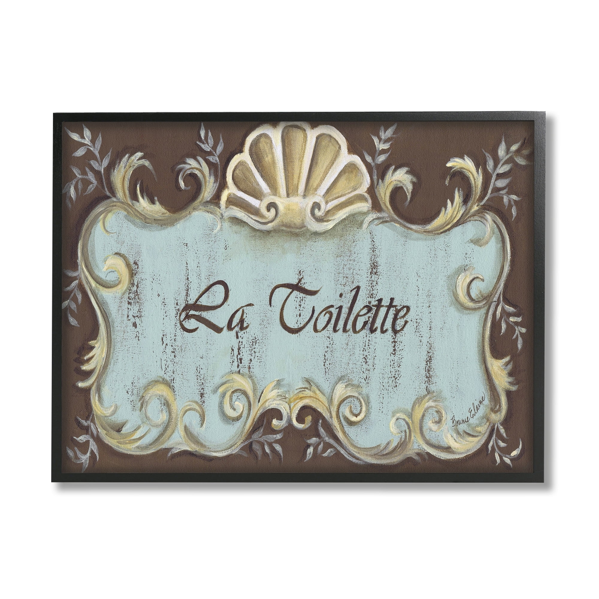 Stupell Industries La Toilette Aqua and Brown Scallop Shell Crest, 24 x ...
