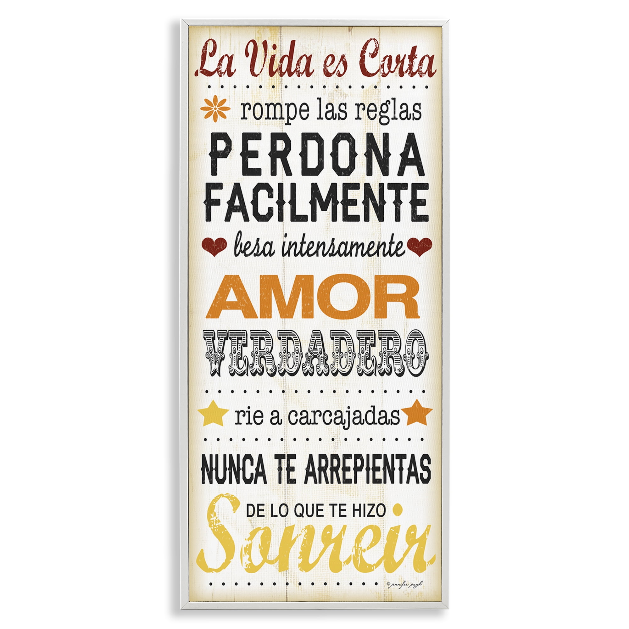 Stupell Industries La Vida es Corta Inspirational Quotes & Sayings ...