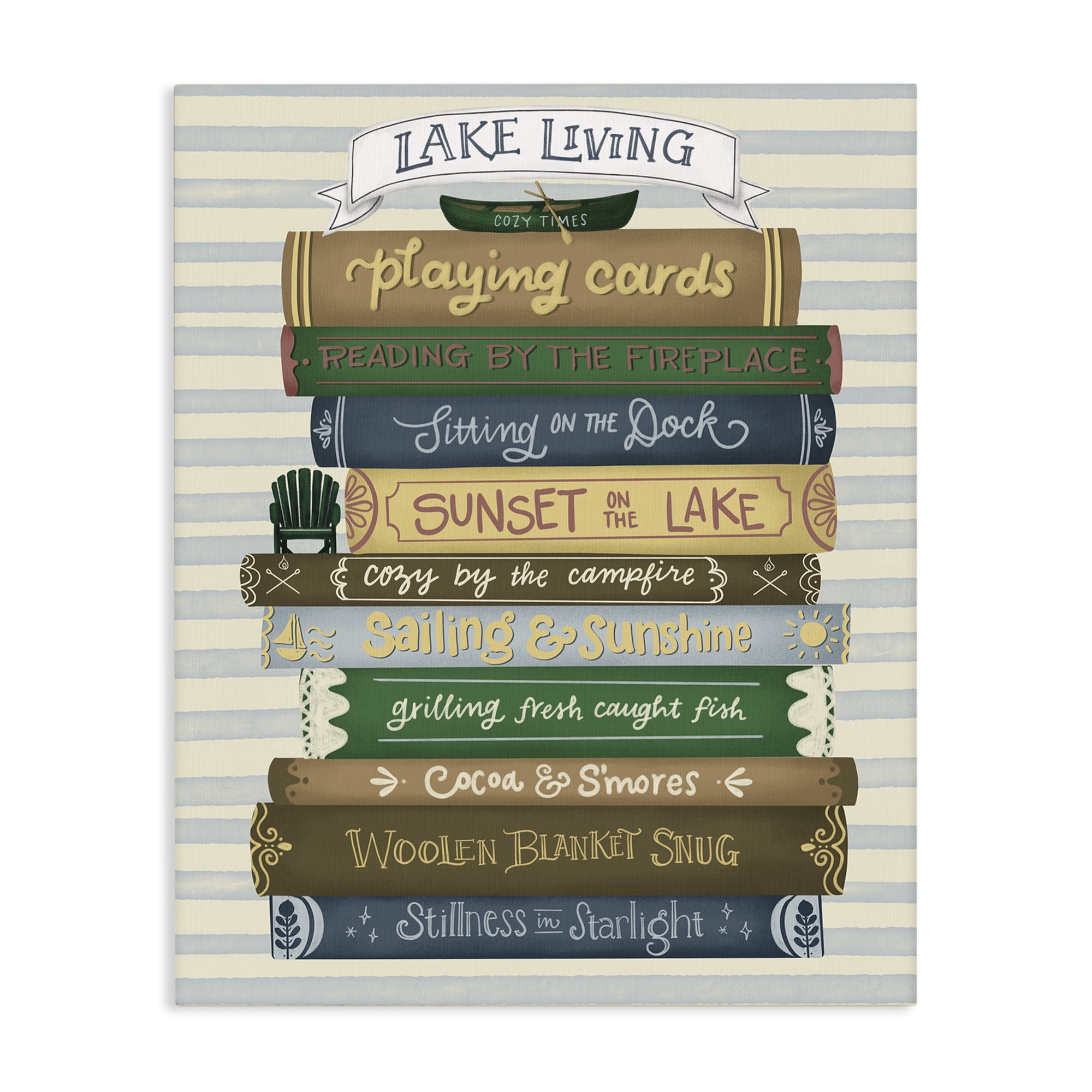 Stupell Industries Lake Living Book Stack Canvas Wall Art, design by ...
