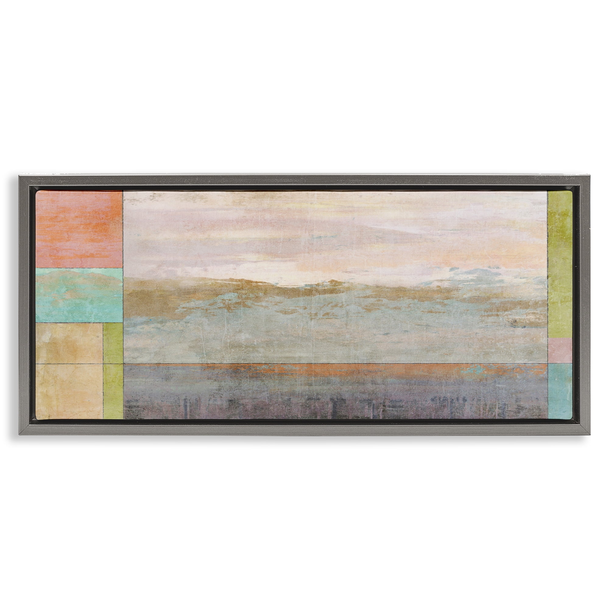 Stupell Industries Landscape & Geometric Border Landscape Painting Gray ...