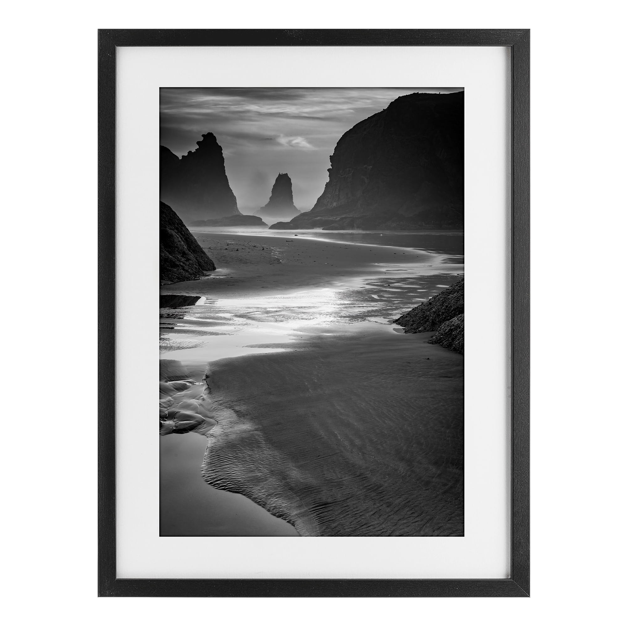 Stupell Industries Last Light On Bandon Beach Black Framed Print Under ...