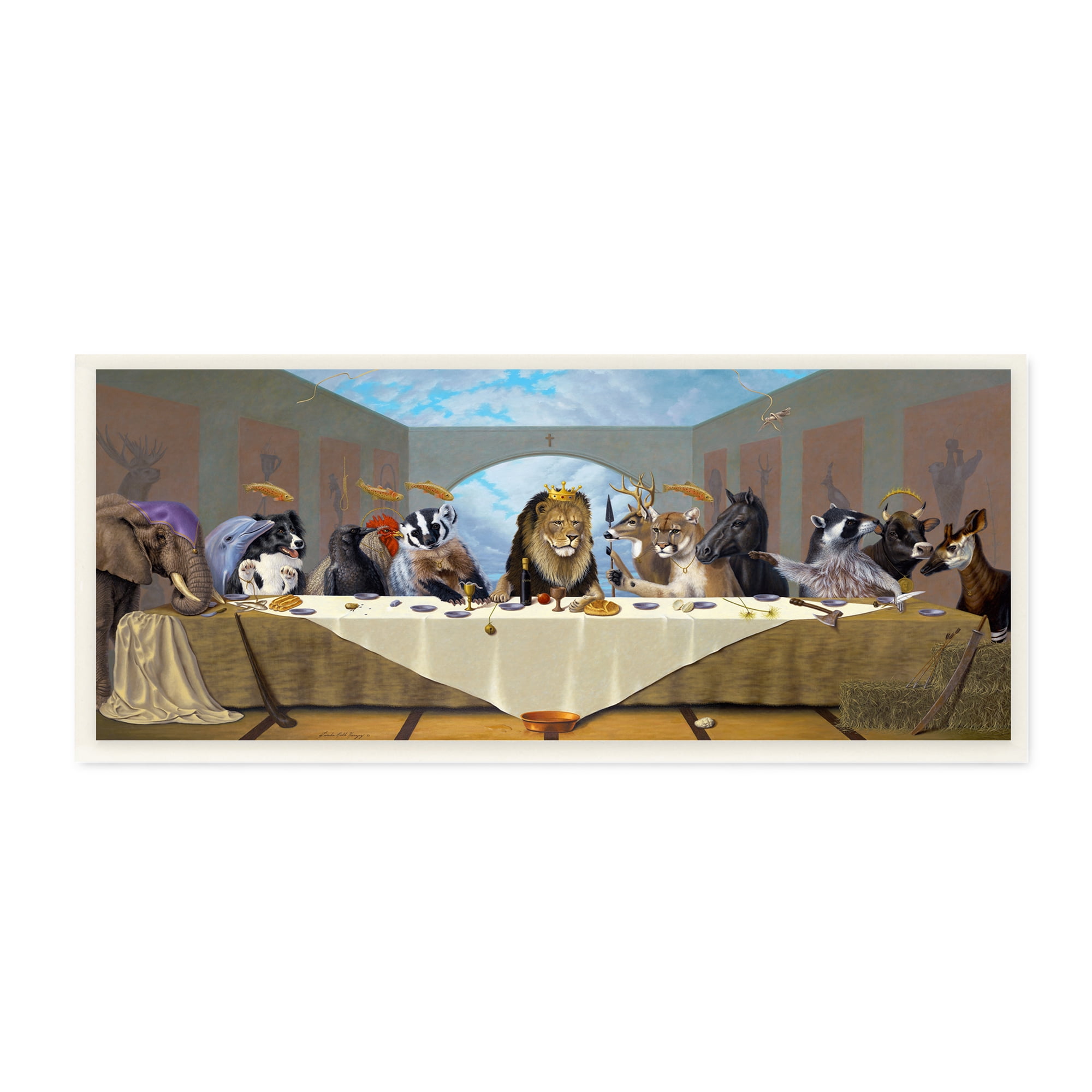 Stupell Industries Last Supper Safari Lion Animals Painting Unframed ...