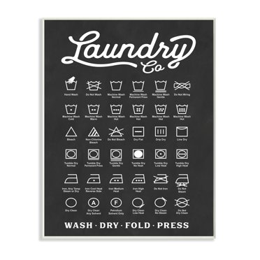 Stupell Industries Laundry Symbols Guide Typography Metallic Gold Framed Floating Canvas Wall ...