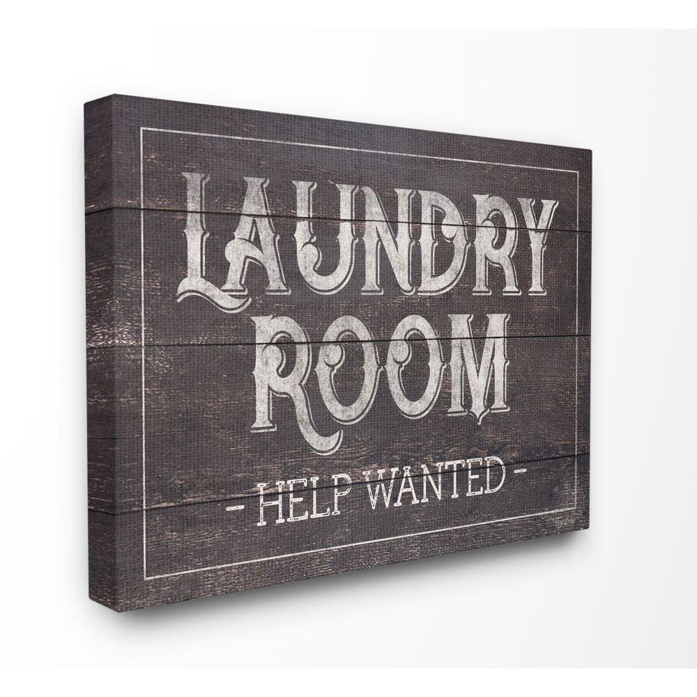 Stupell Industries Laundry Room Bathroom Wood Textured Word Design ...