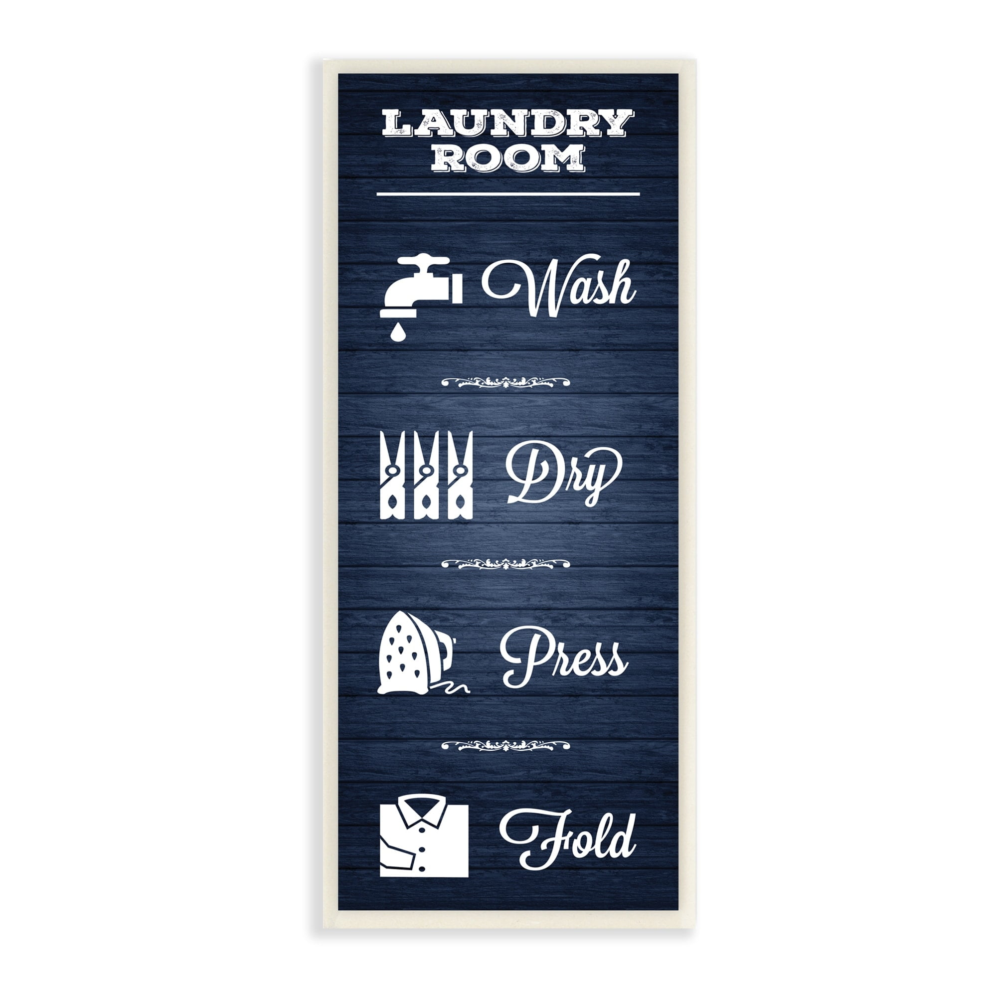 Stupell Industries Laundry Room Rules Sign Blue Grain Pattern ...