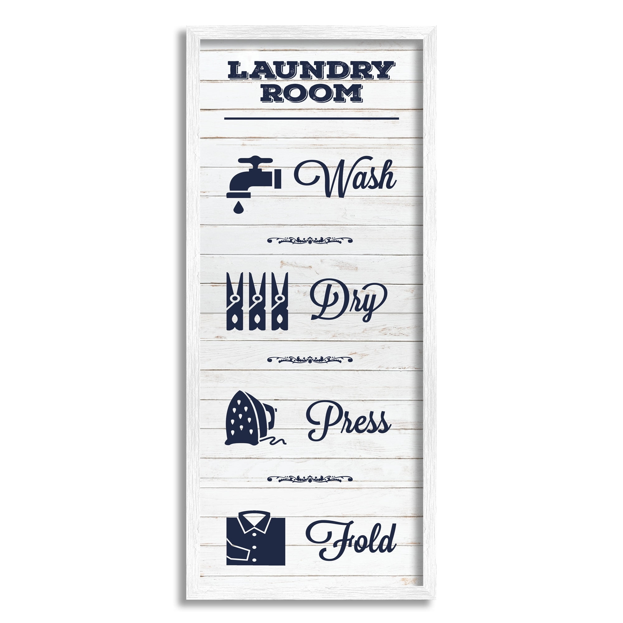 Stupell Industries Laundry Room Rustic Sign Wash Dry Fold Icons ...