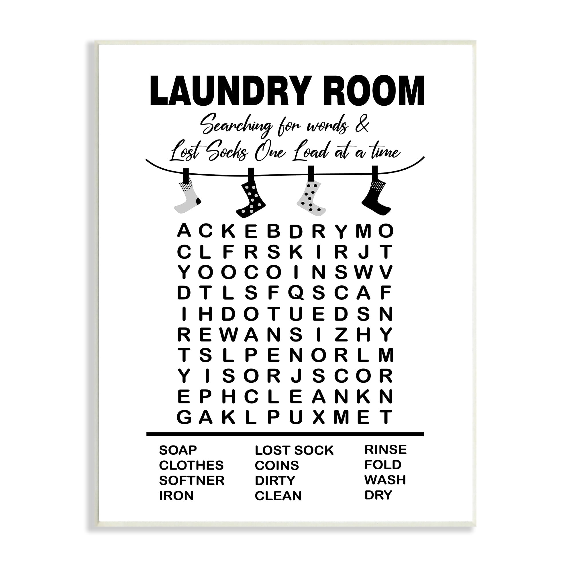 Stupell Industries Laundry Room Word Search Lost Socks Hanging Graphic ...