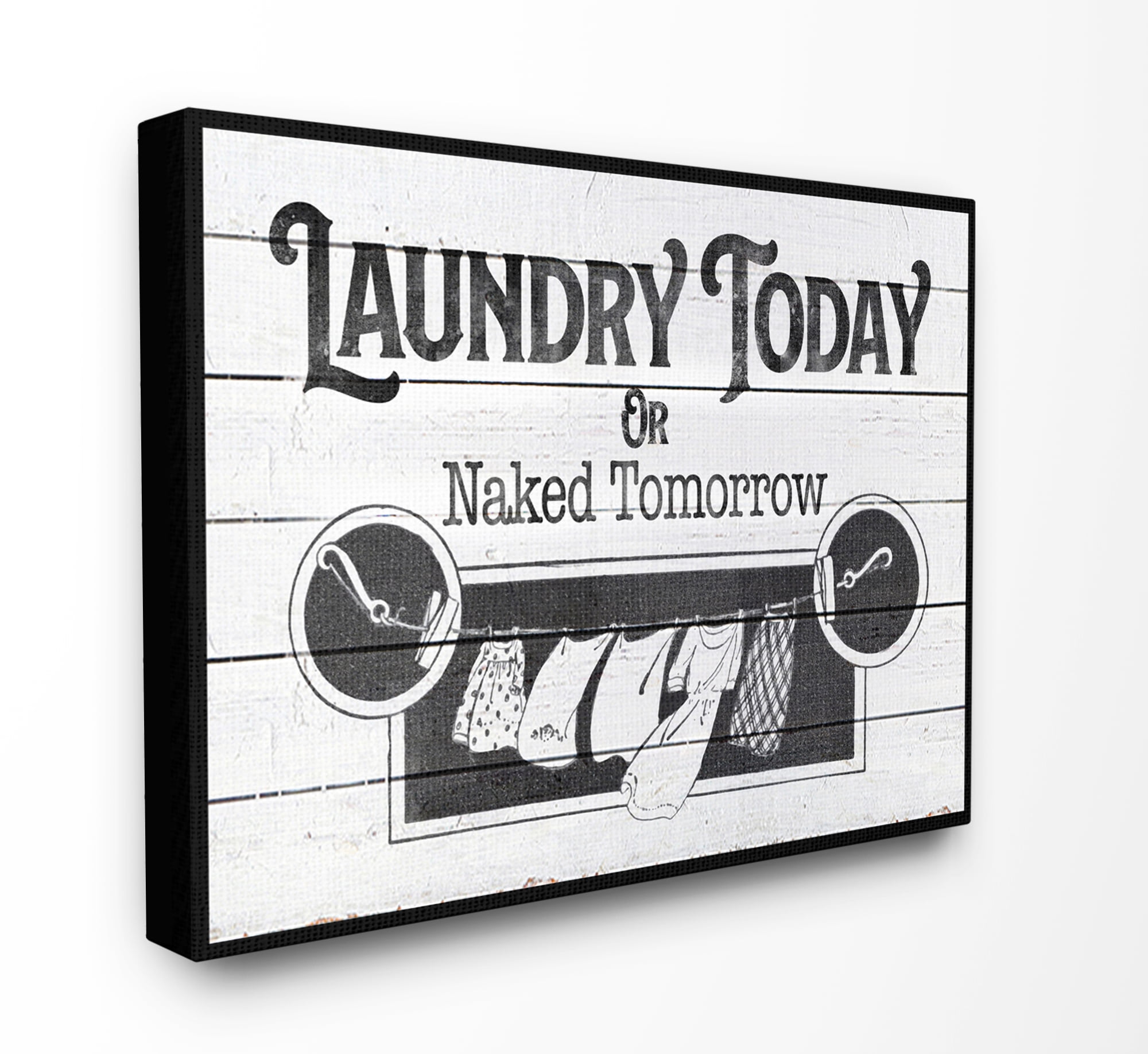 Stupell Industries Laundry Today Funny Bathroom Word Design Canvas Wall ...