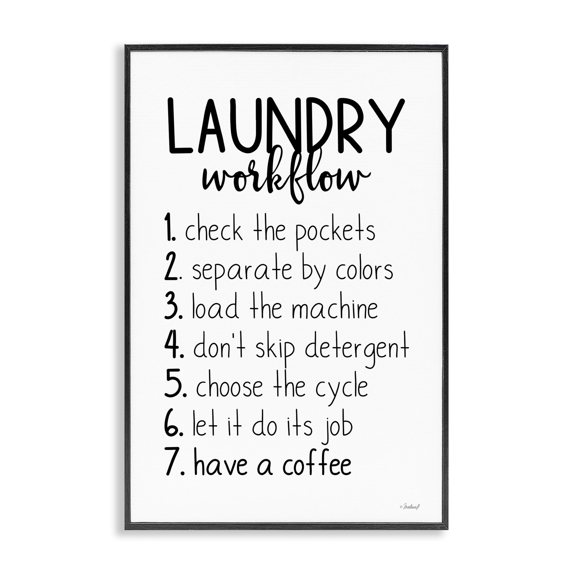 Stupell Industries Laundry Workflow Steps Bath & Laundry Painting Black ...