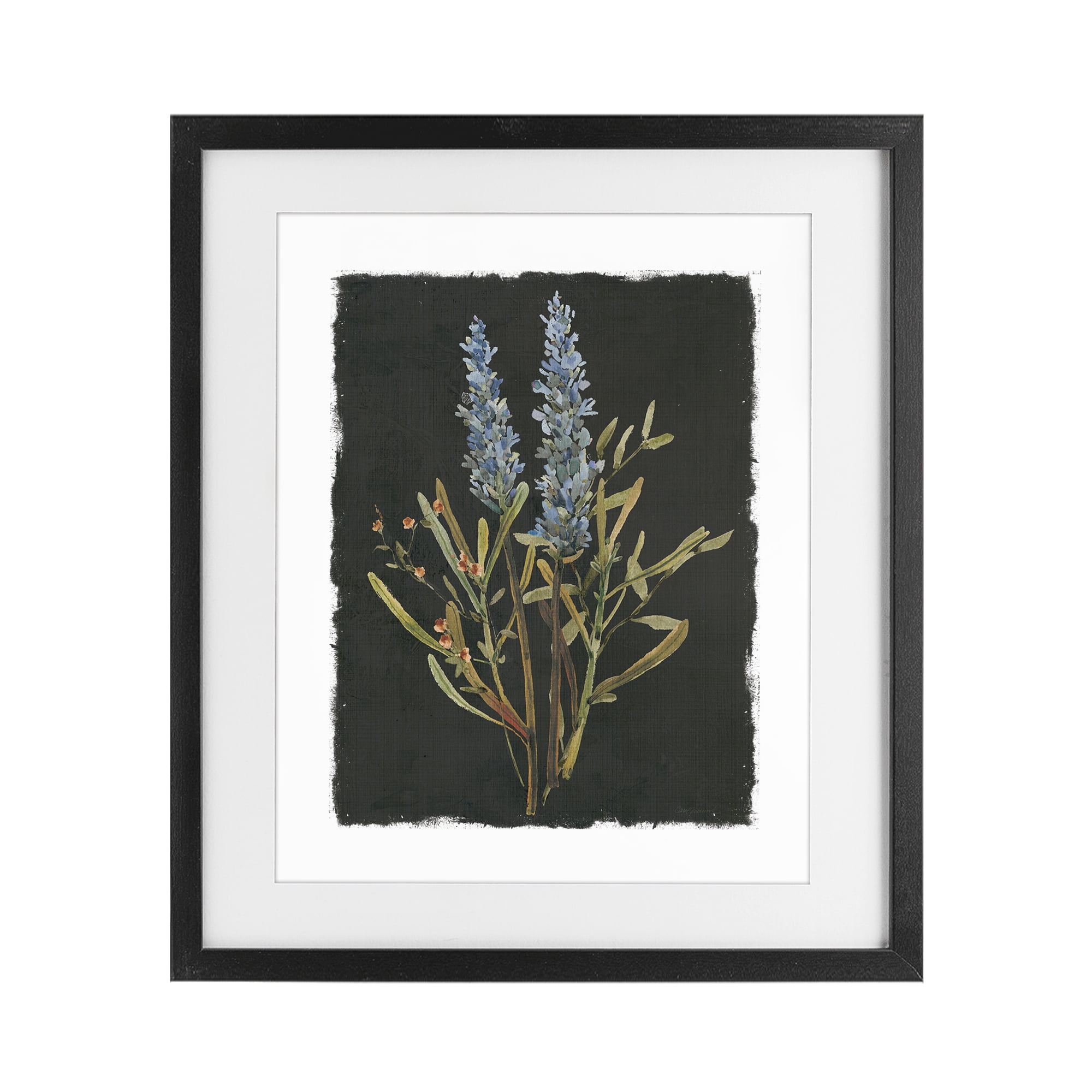 Stupell Industries Lavender Sprigs on Dark Background Black Framed ...