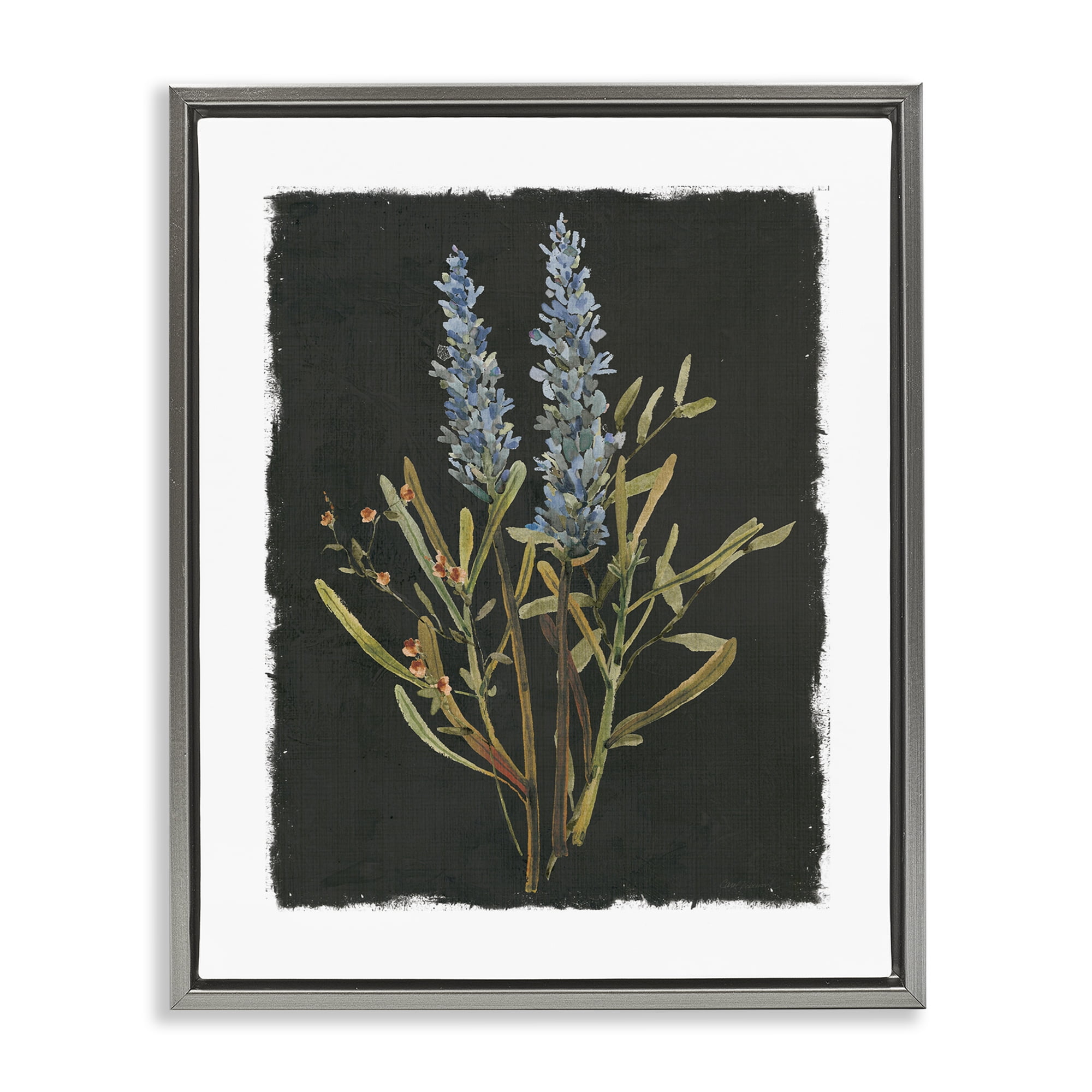 Stupell Industries Lavender Sprigs on Dark Background Gray Framed ...