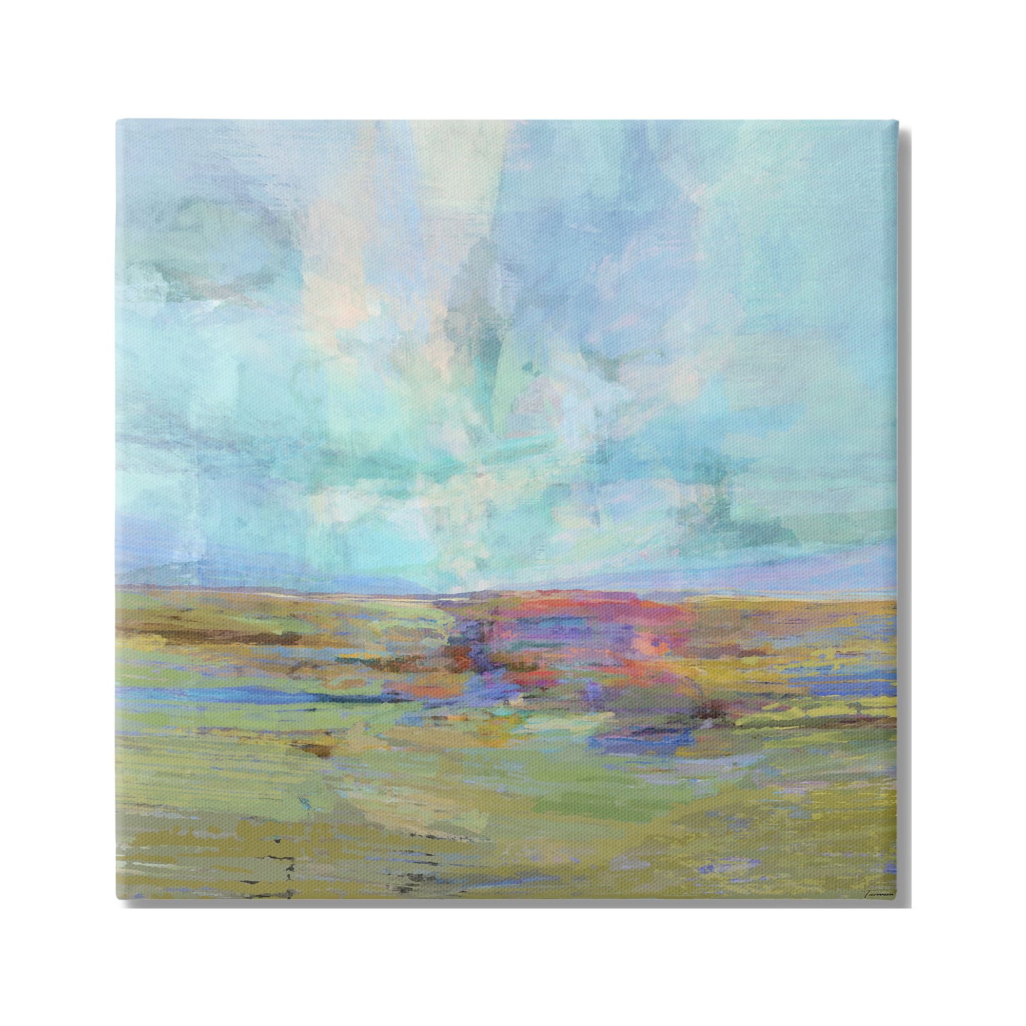 Stupell Industries Layered Abstract Grassland Scene Luminous Blue Sky ...