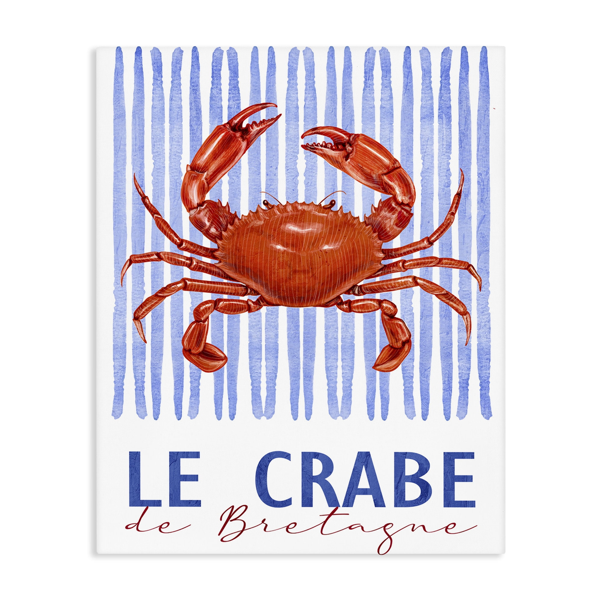 Stupell Industries Le Crabe Nautical Stripes Canvas Wall Art, design by ...